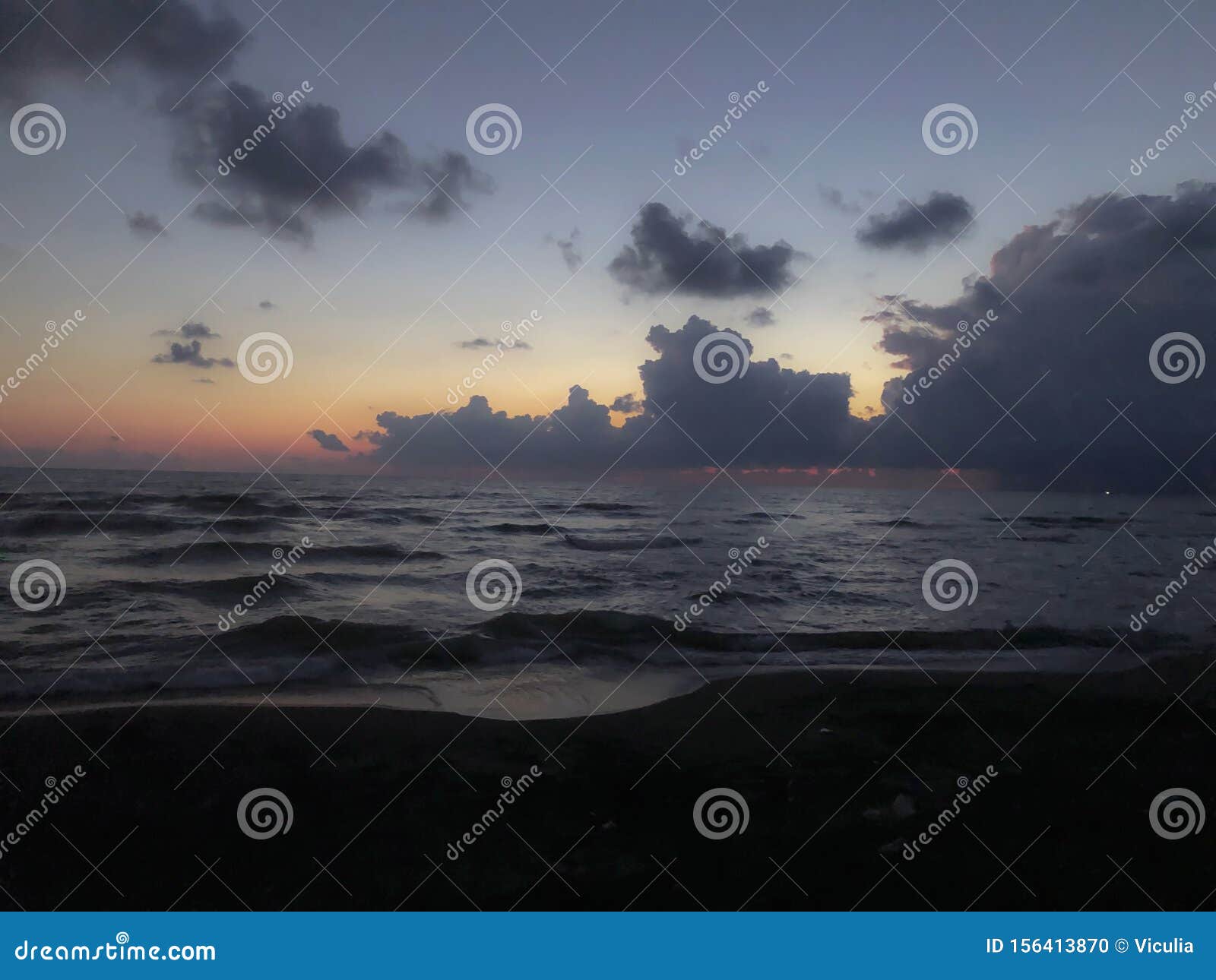 Evening Sea View, Clouds in the Sky, Sea, Beach Stock Photo - Image of ...