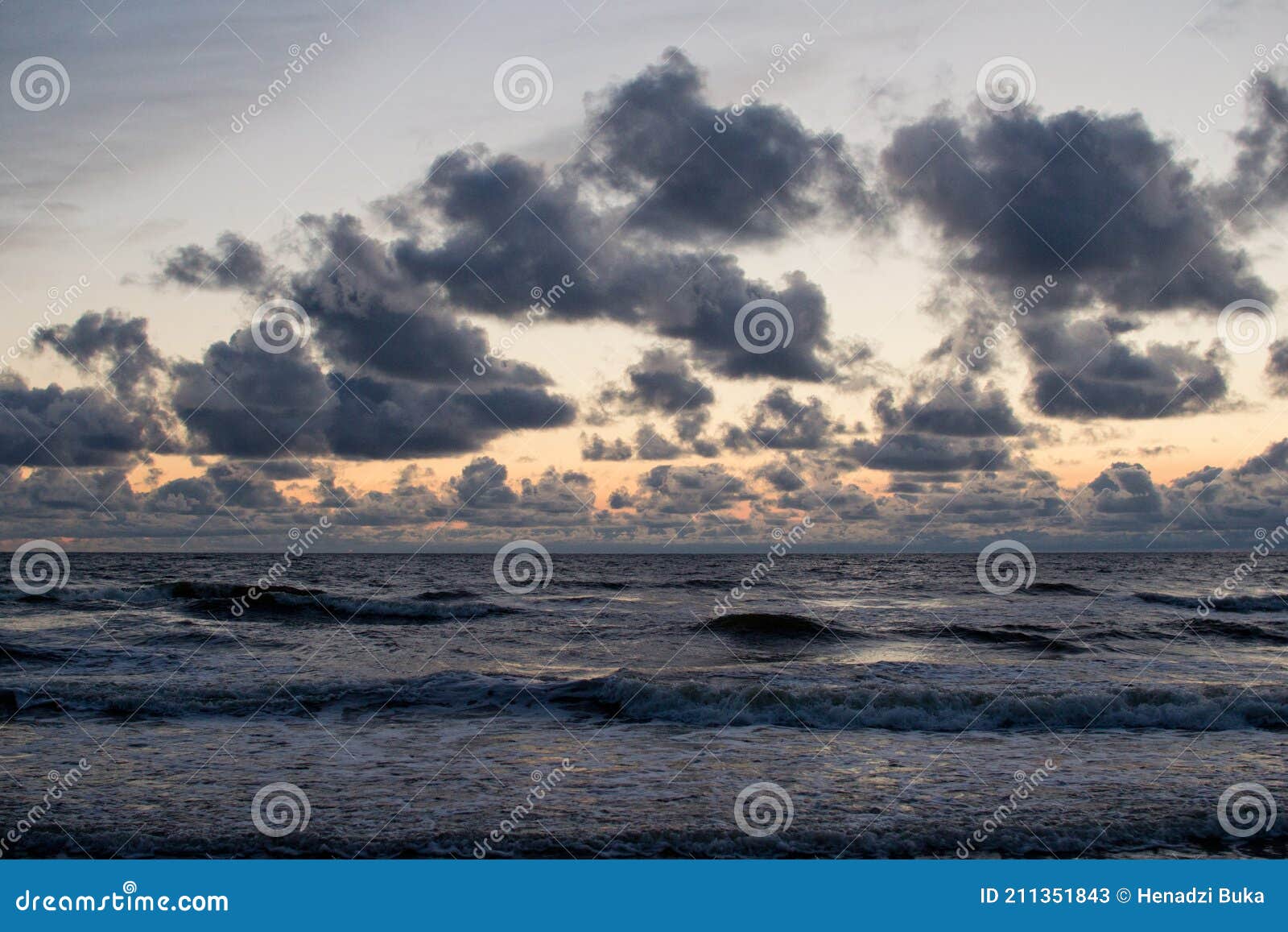 Evening Seascape with Clouds and Waves. Dramatic Seascape. Stock Image ...