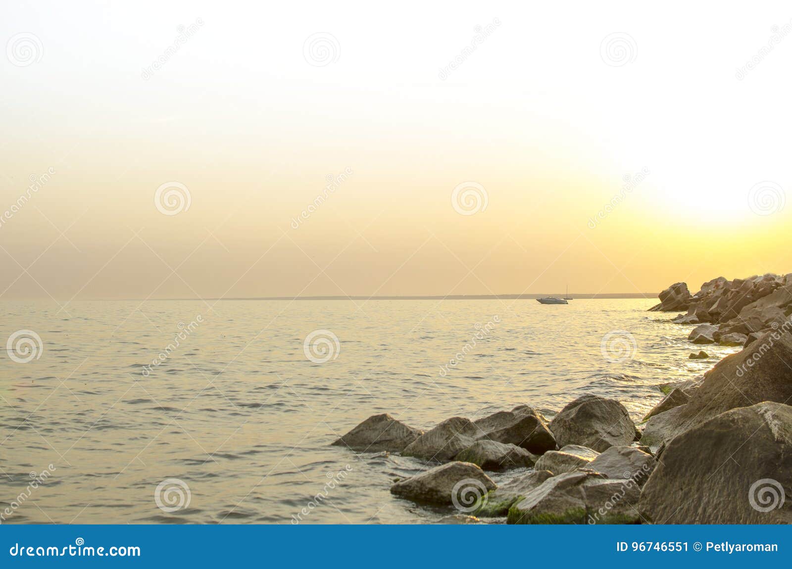 Evening Seascape with a Yacht Stock Image - Image of lifestyle, sailing ...
