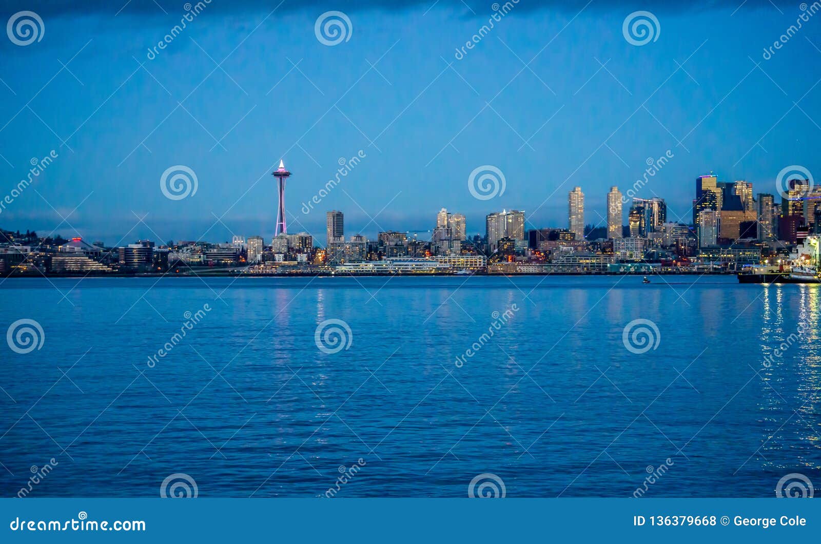 Evening Seattle Skyline 4 stock photo. Image of outdoors - 136379668