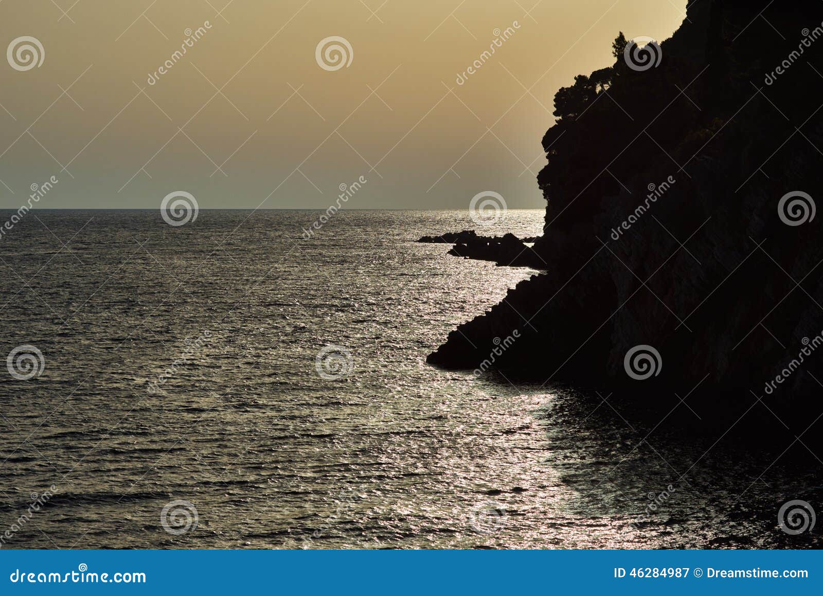 Evening seaview stock image. Image of seascape, cliff - 46284987