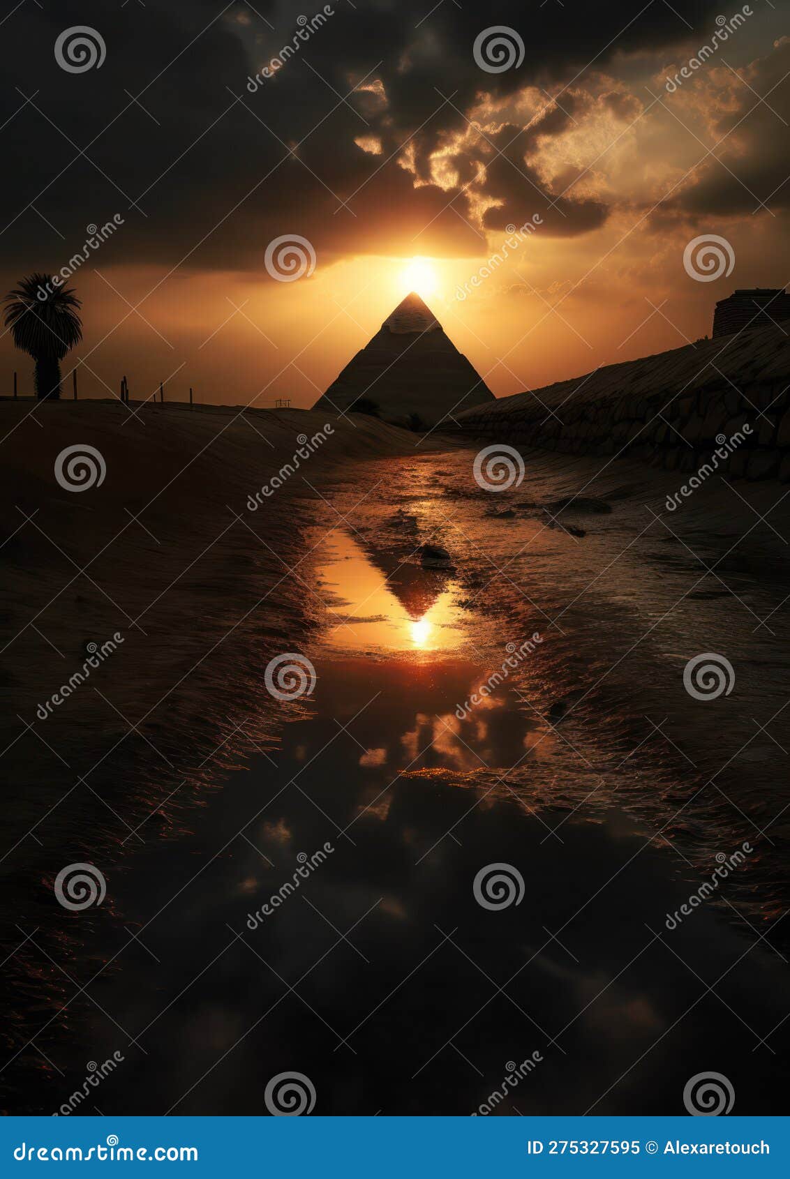 Evening Shot in the Setting Sun on the Pyramids ,view from the Ground ...