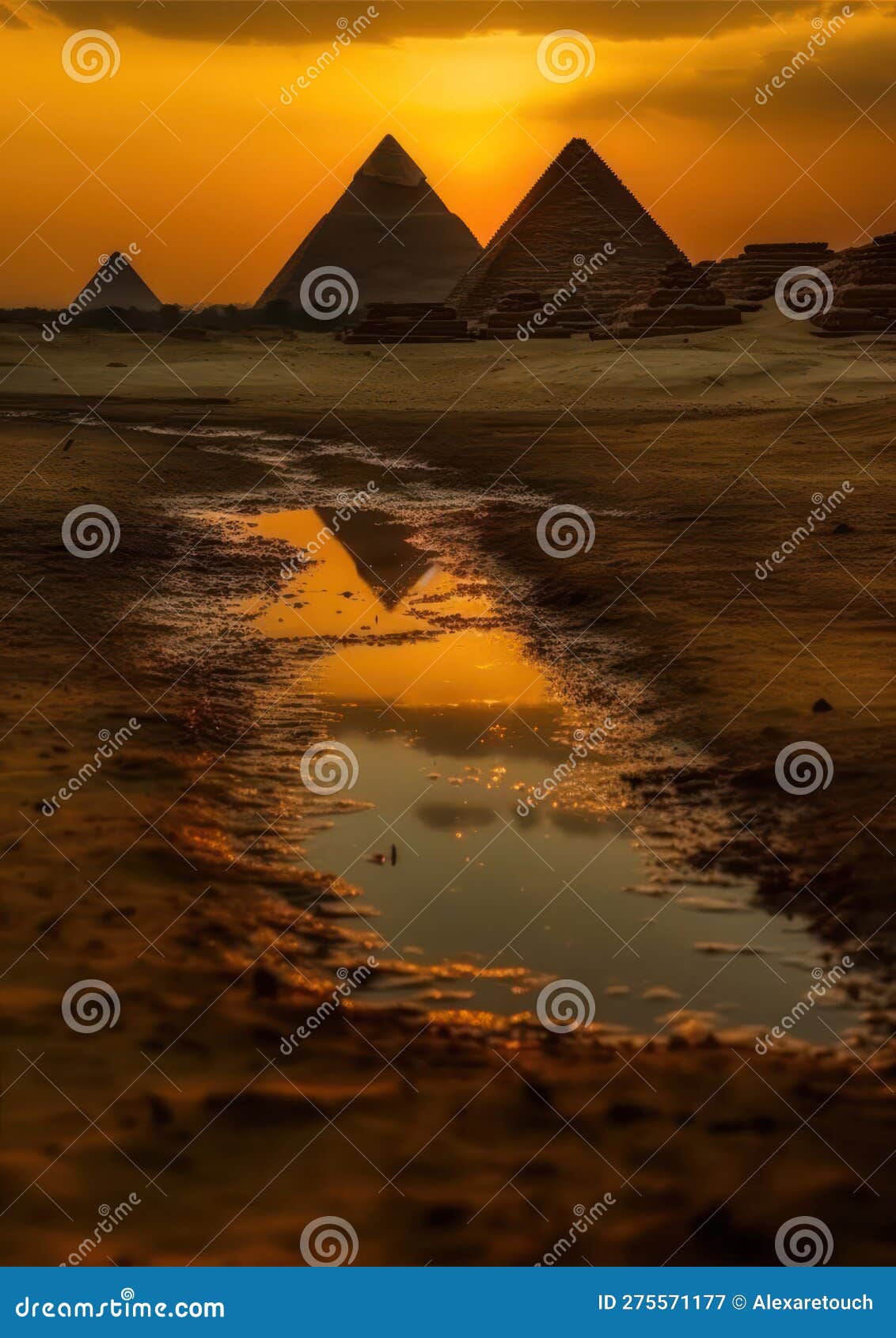 Evening Shot in the Setting Sun on the Pyramids ,view from the Ground ...