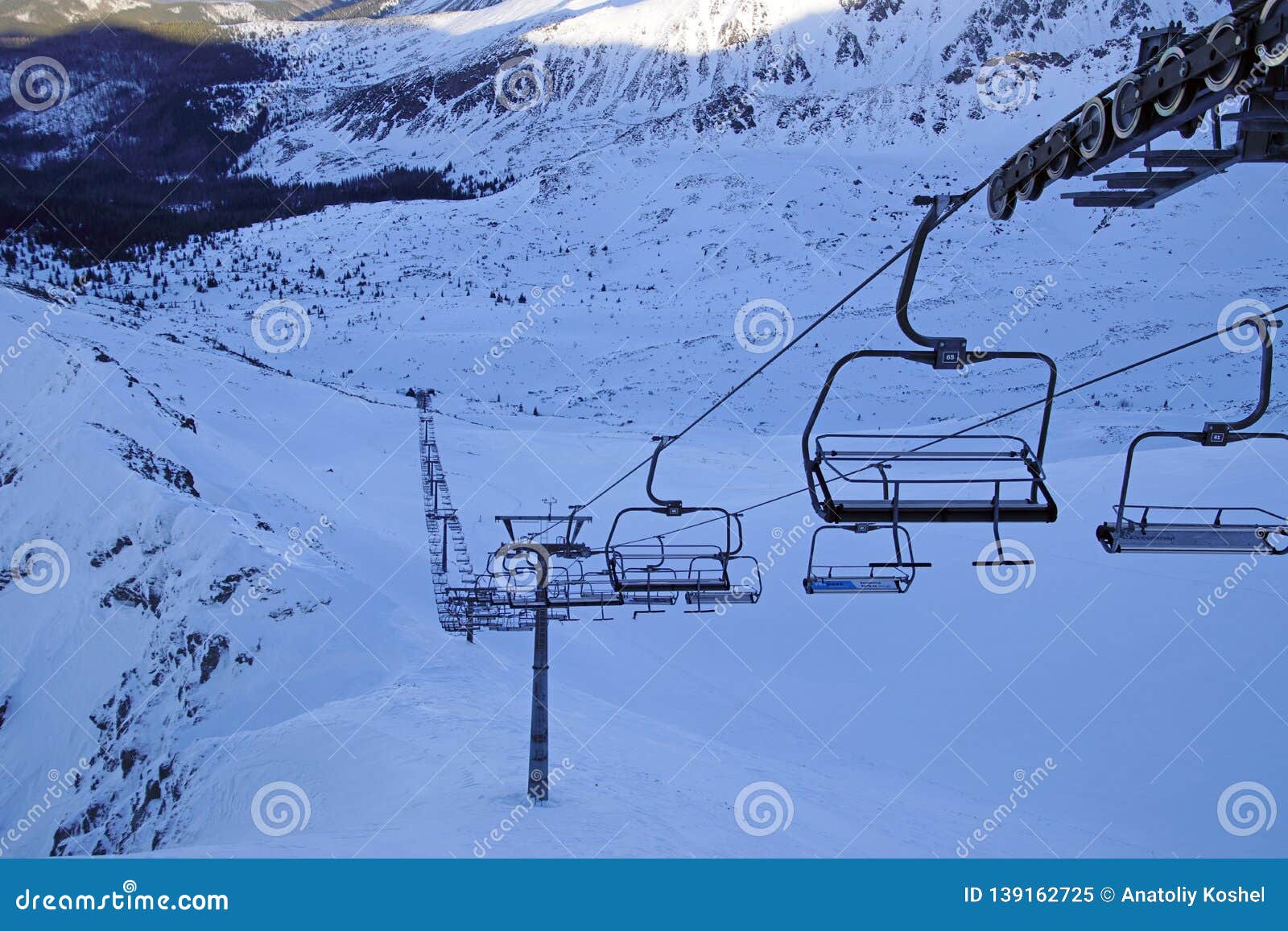 Evening on the Ski Slope. Snow Covered Mountains Editorial Image ...