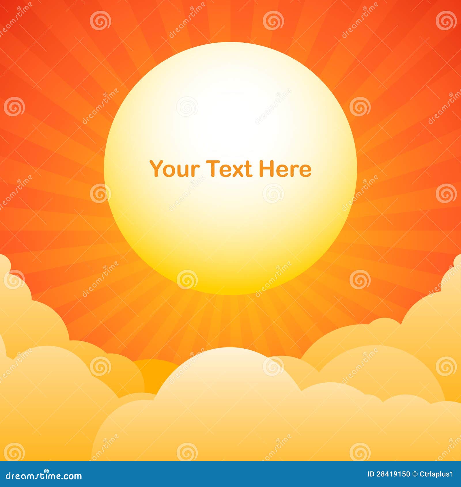 Evening Sky Background with Sun Text Space Stock Vector - Illustration ...
