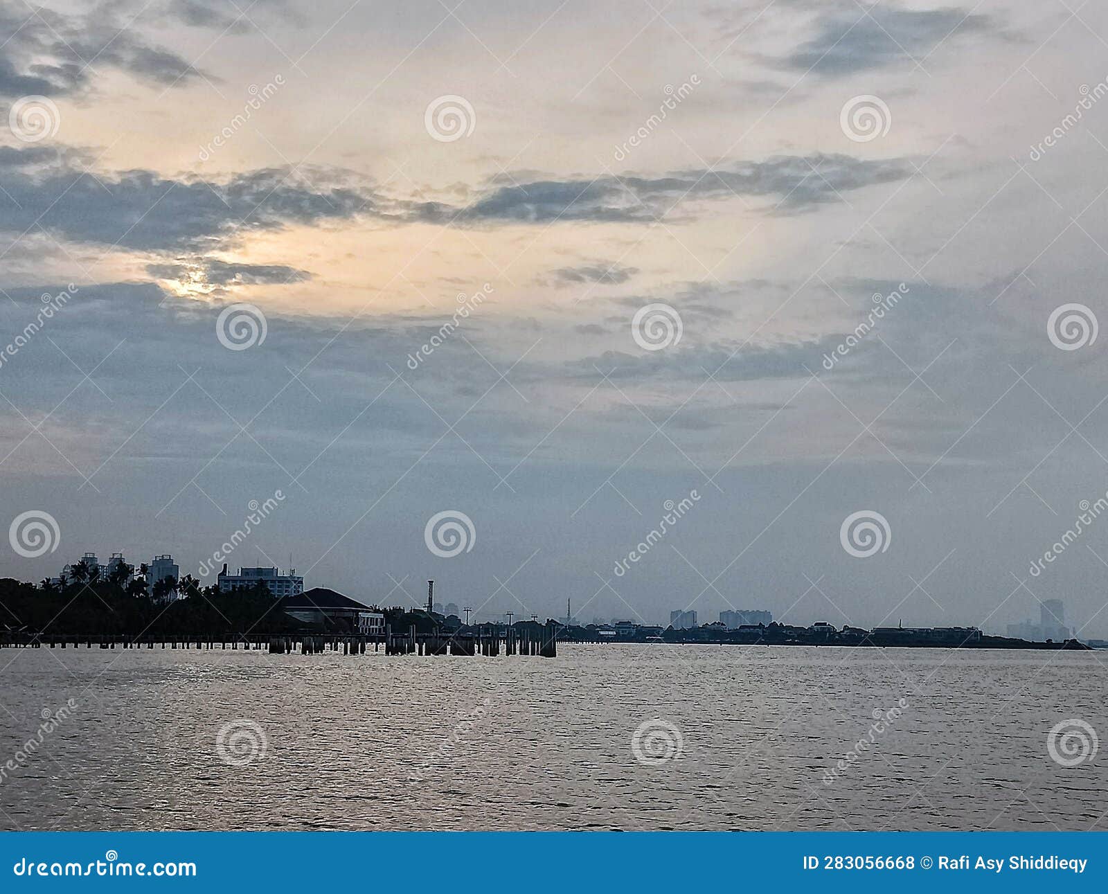 Evening Sky on the Beach with a Cool Atmosphere Stock Photo - Image of ...