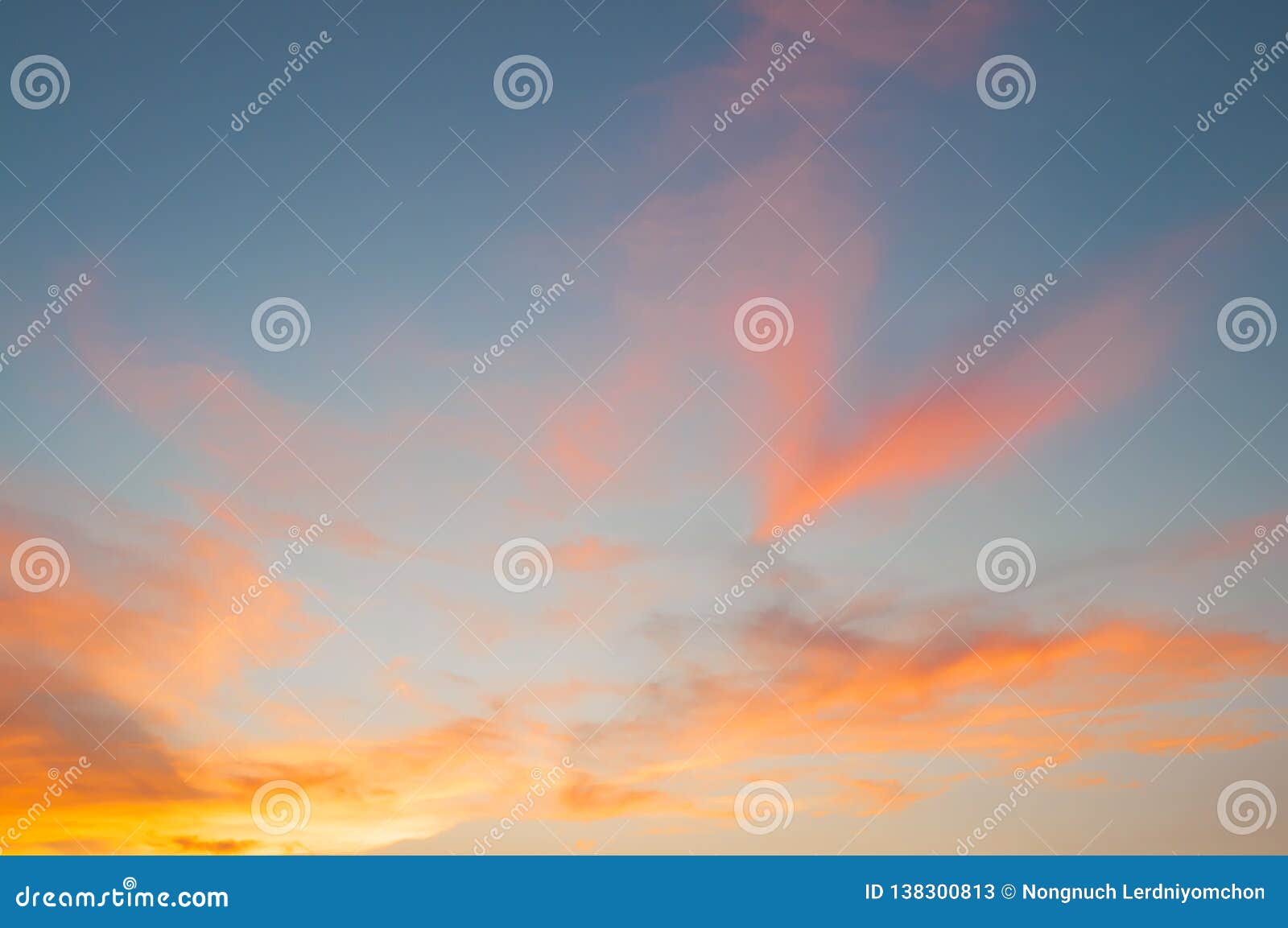Evening Sky with Cloud or Orange Sunset Sky Backdrop. Beautiful Natural ...