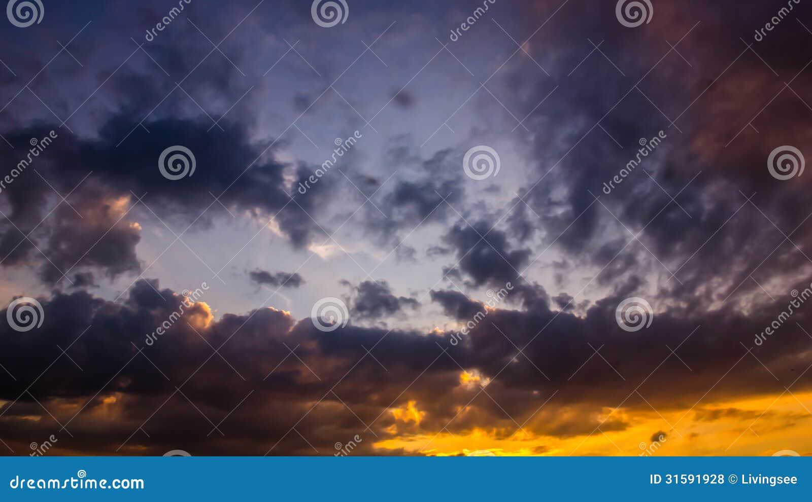 Evening Sky with Dark Clouds and Sunset Stock Photo - Image of ...