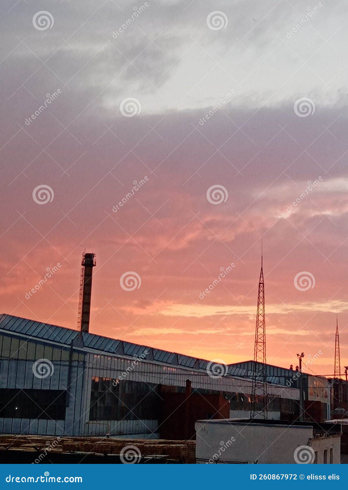 Evening. Sky. Pink Sky. Beautiful Stock Photo - Image of pink, tower ...