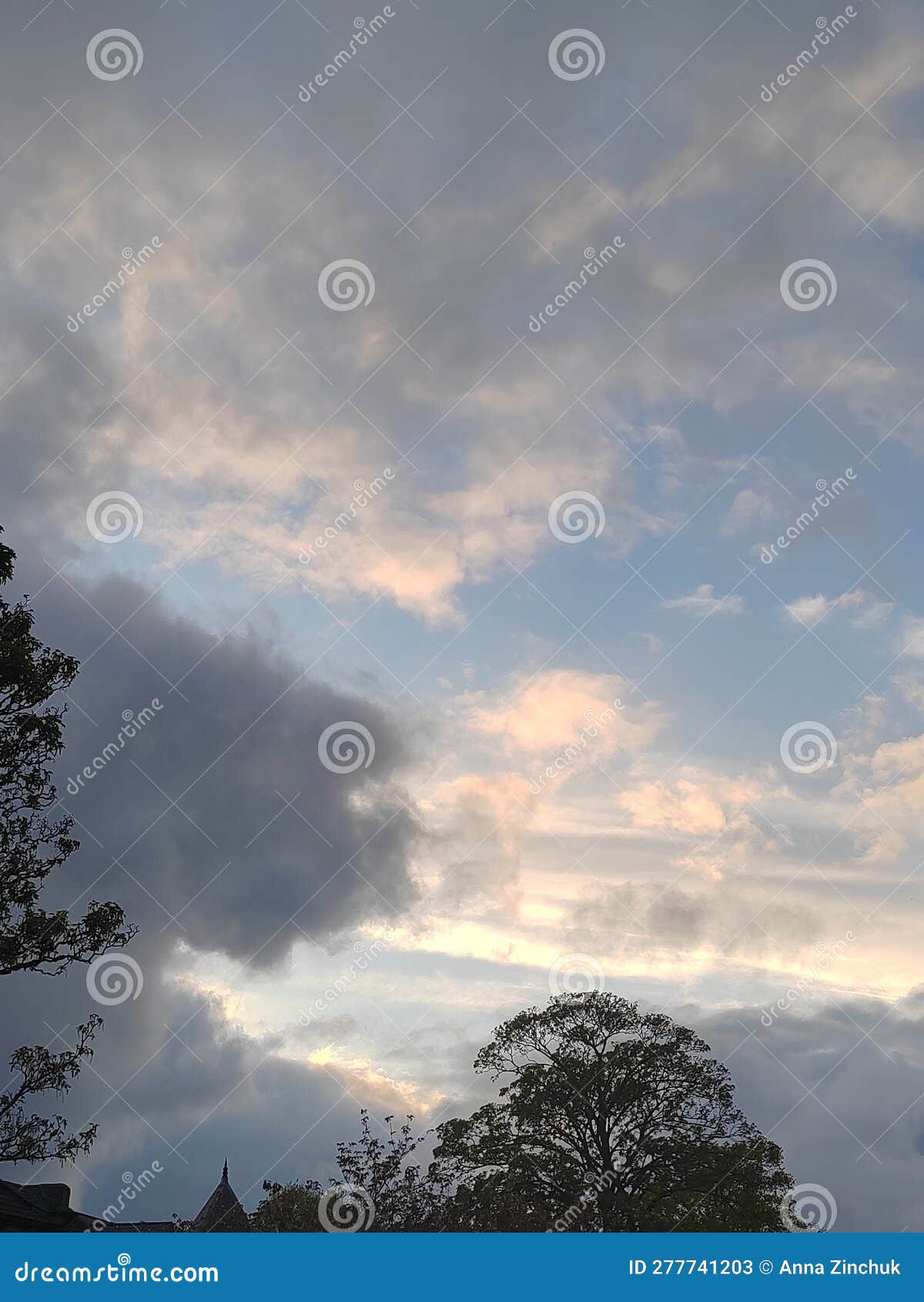 Evening Sky with Pink Clouds Stock Image - Image of pink, clouds: 277741203