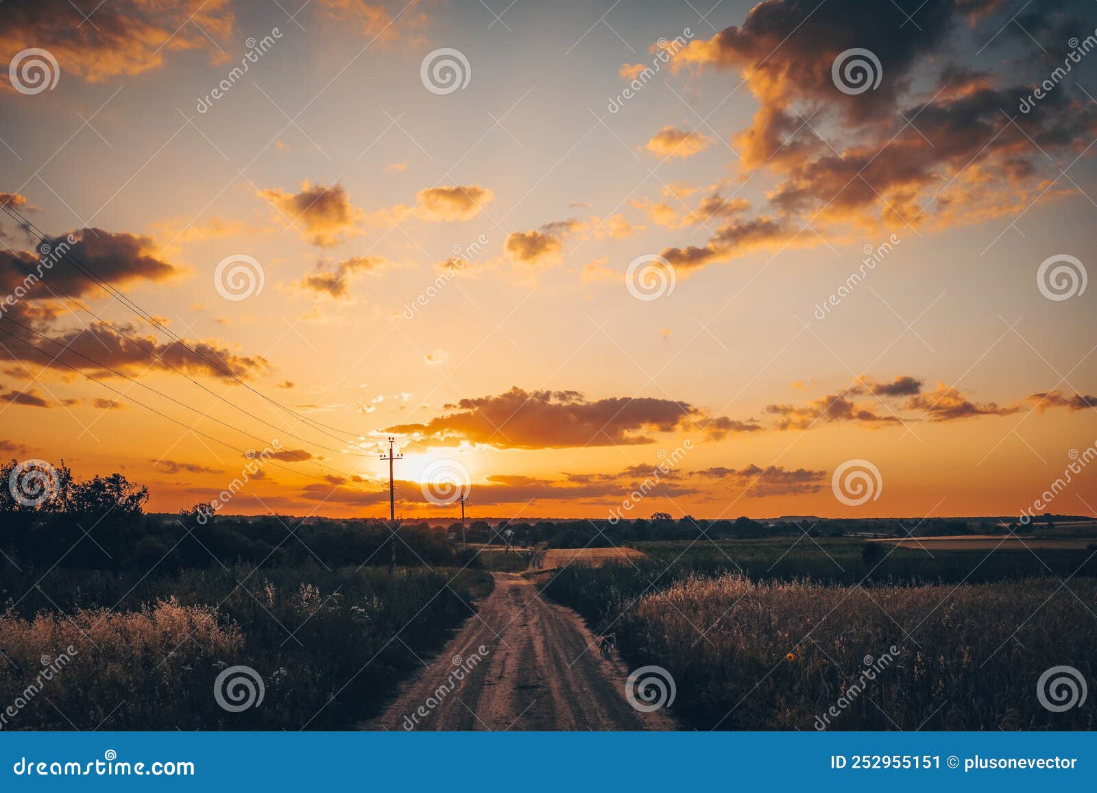 Evening Sky at Sunset in the Countryside Stock Image - Image of road ...