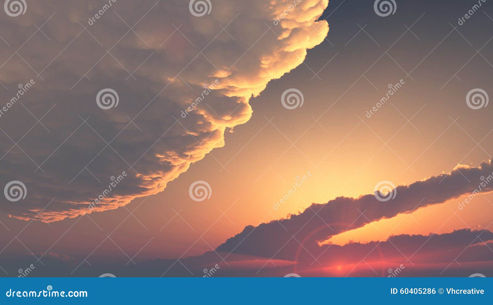 Evening Sky - Sunset Covered by Clouds Stock Photo - Image of puffy ...
