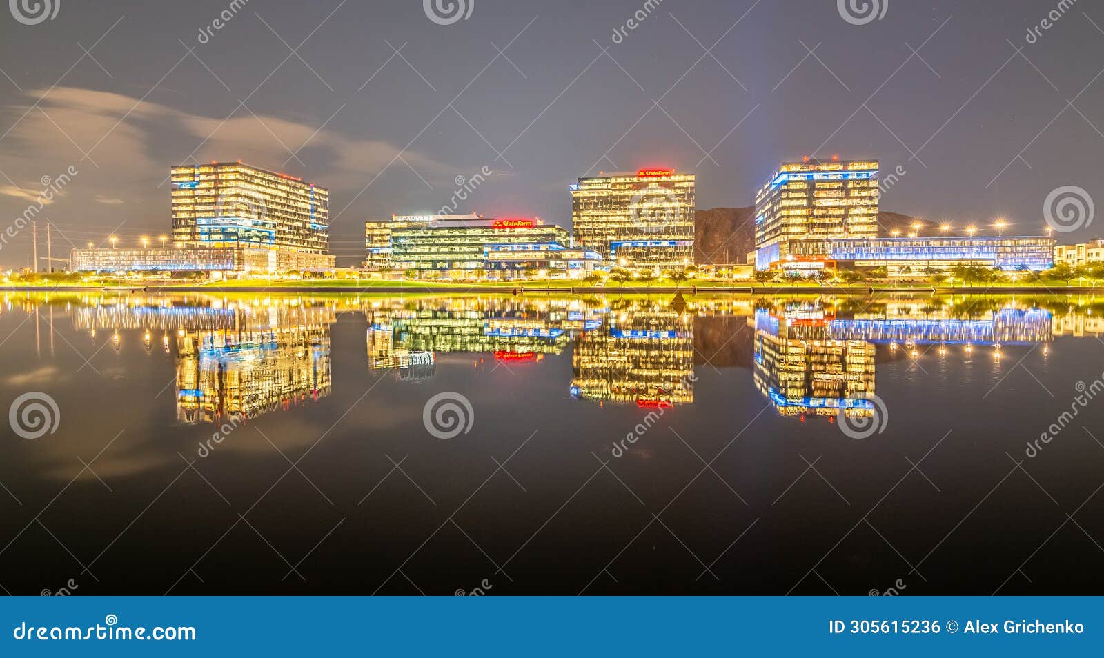 Evening Skyline Scenes in Tempe Arizona Stock Photo - Image of mill ...