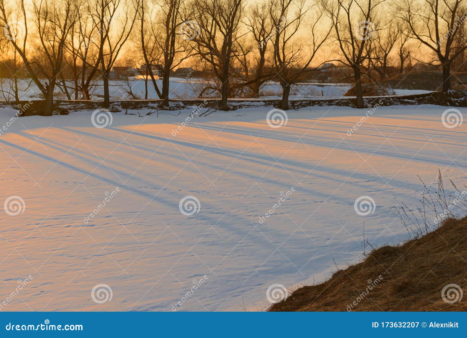 Evening Spring Landscape with Melting Snow Stock Image - Image of ...