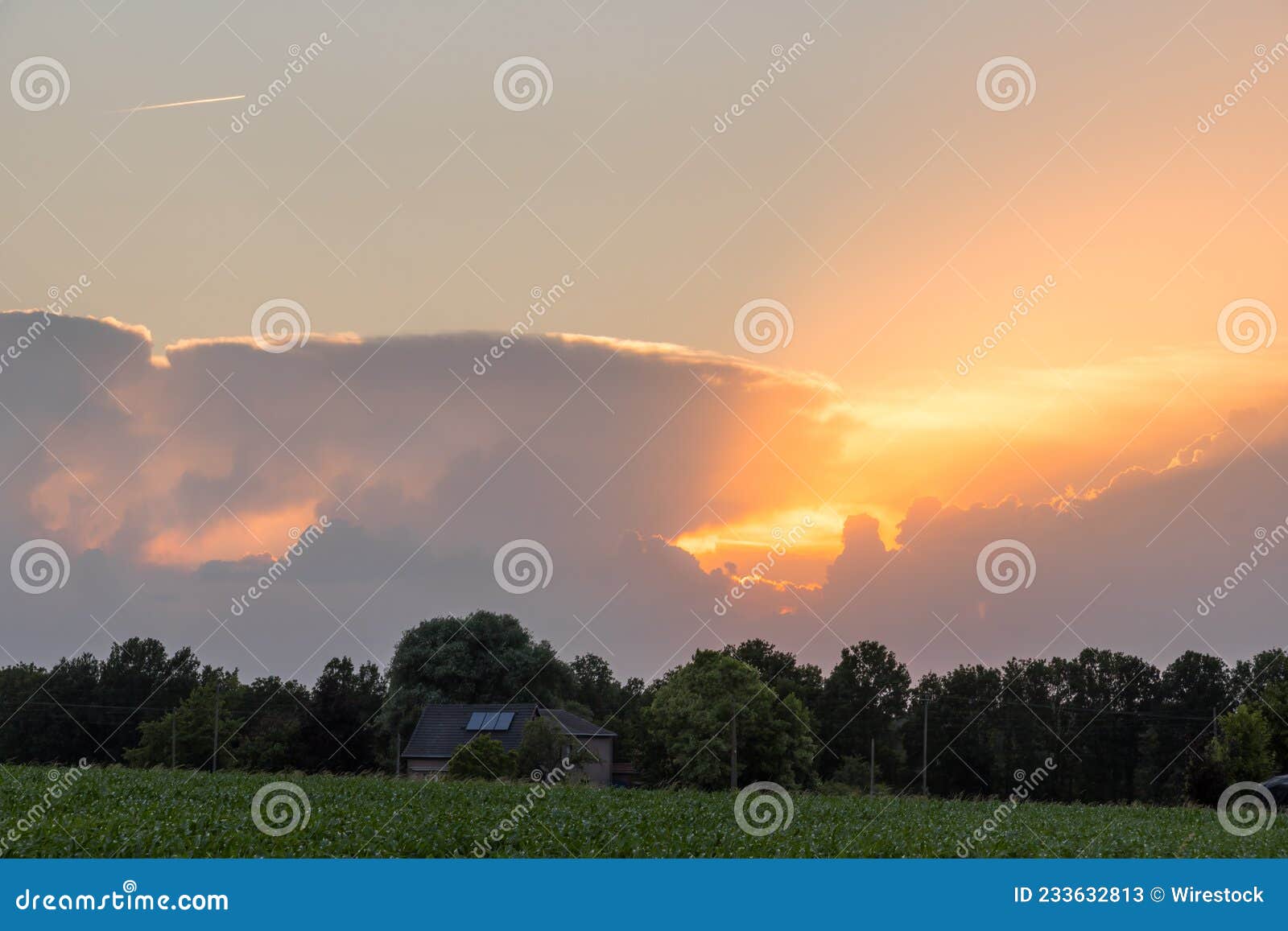 Evening storms and sunset stock image. Image of travel - 233632813