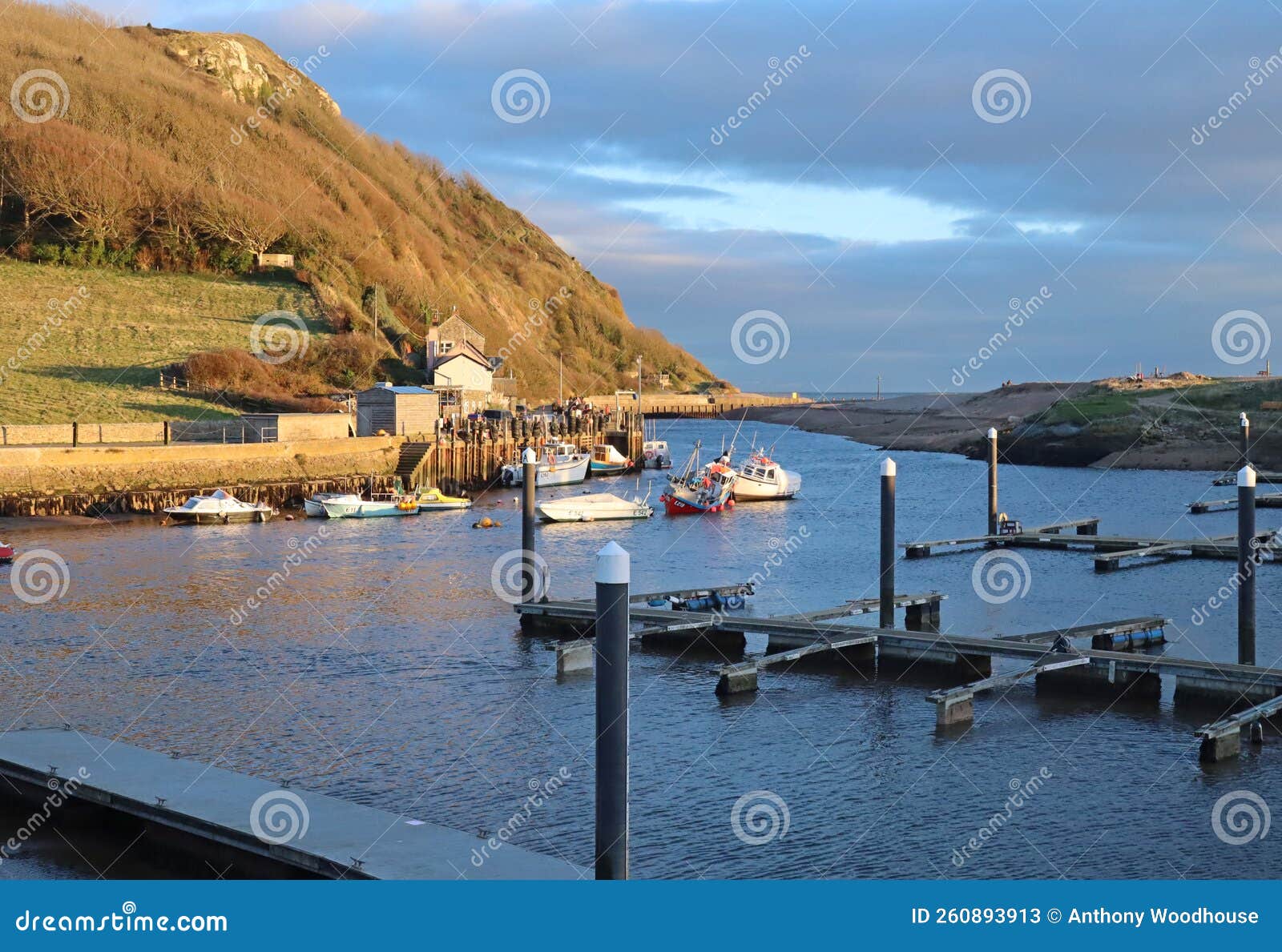 The Evening Sun Shines on the Marina at Axmouth in Devon, England Stock ...