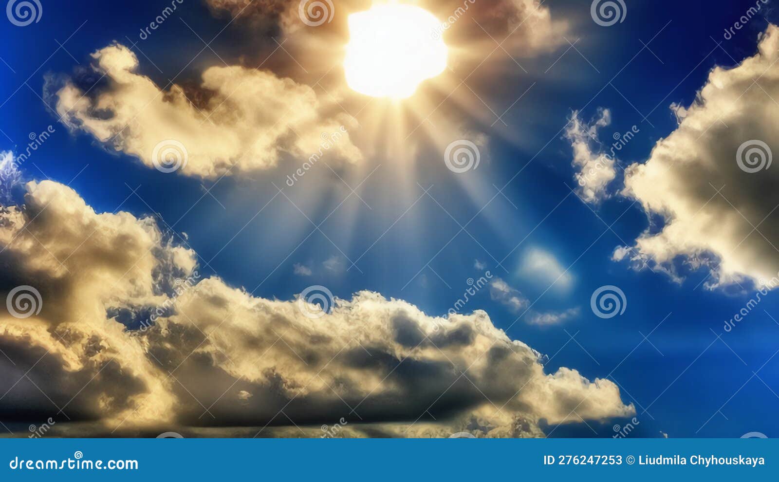 The Evening Sun is Shining from Behind the Clouds. Bright Sunlight in ...