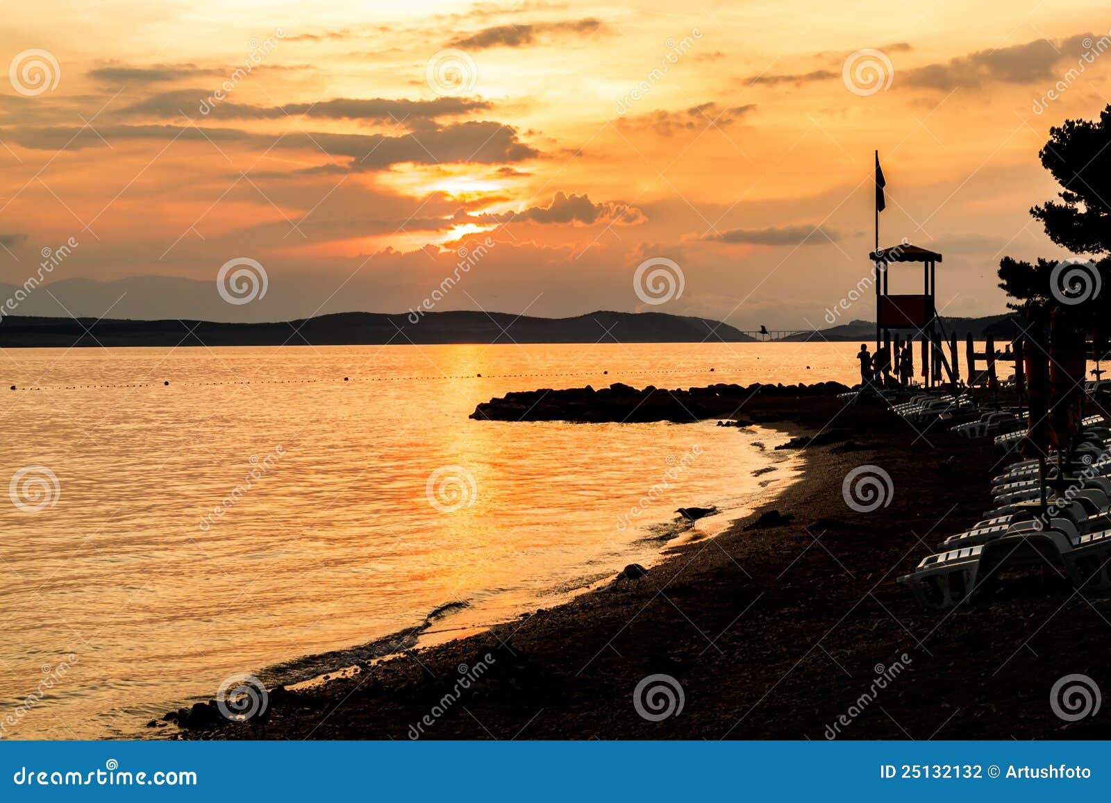 Evening sunset on beach stock photo. Image of guardian - 25132132