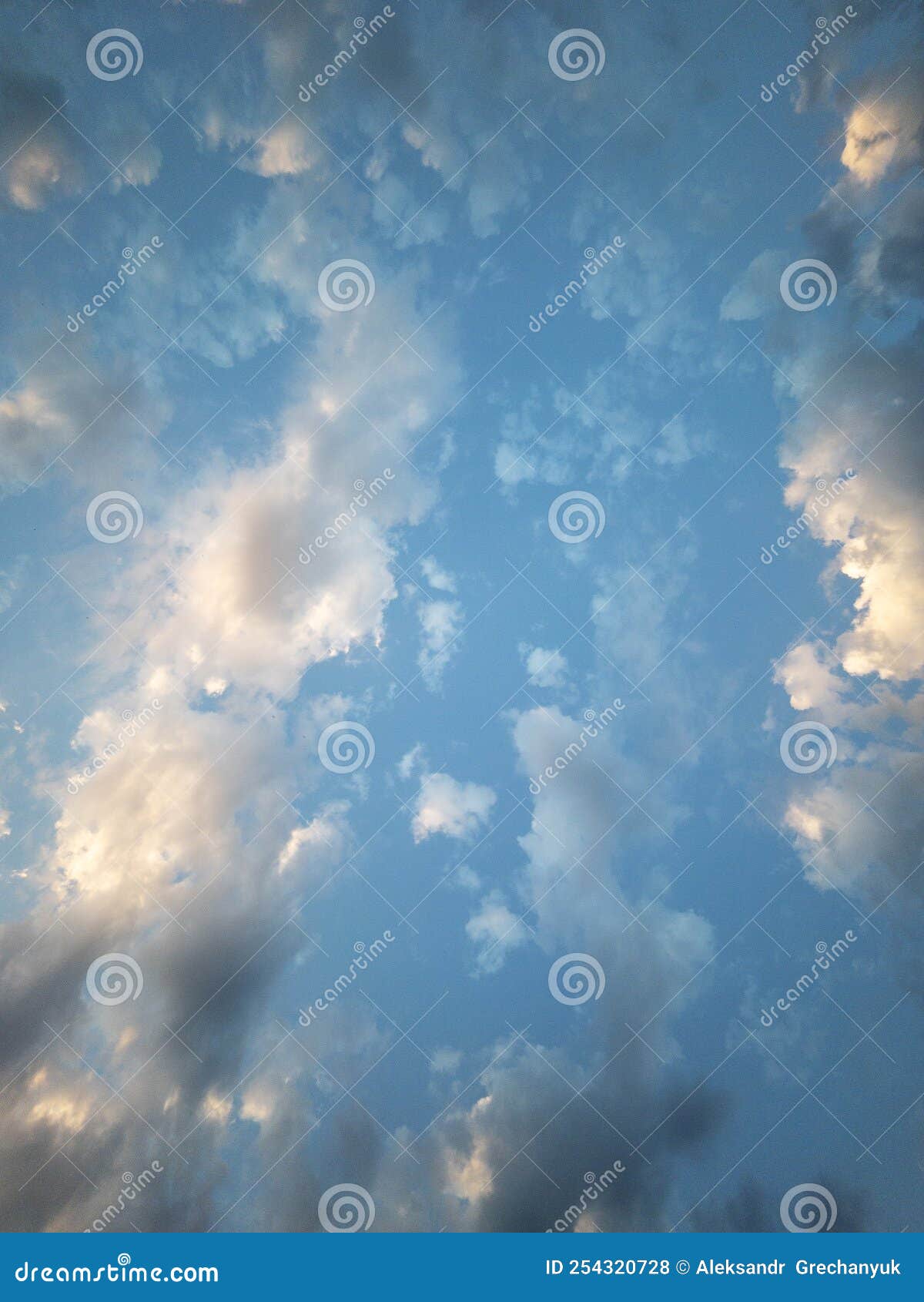 Evening Sunset Blue Sky with Clouds Full Screen Stock Photo - Image of ...