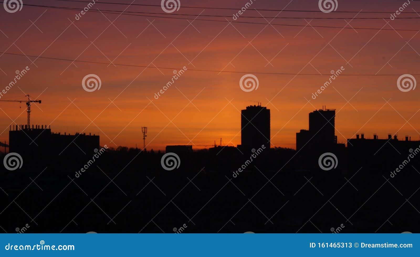 Evening Sunset among High-rise Buildings Stock Image - Image of night ...
