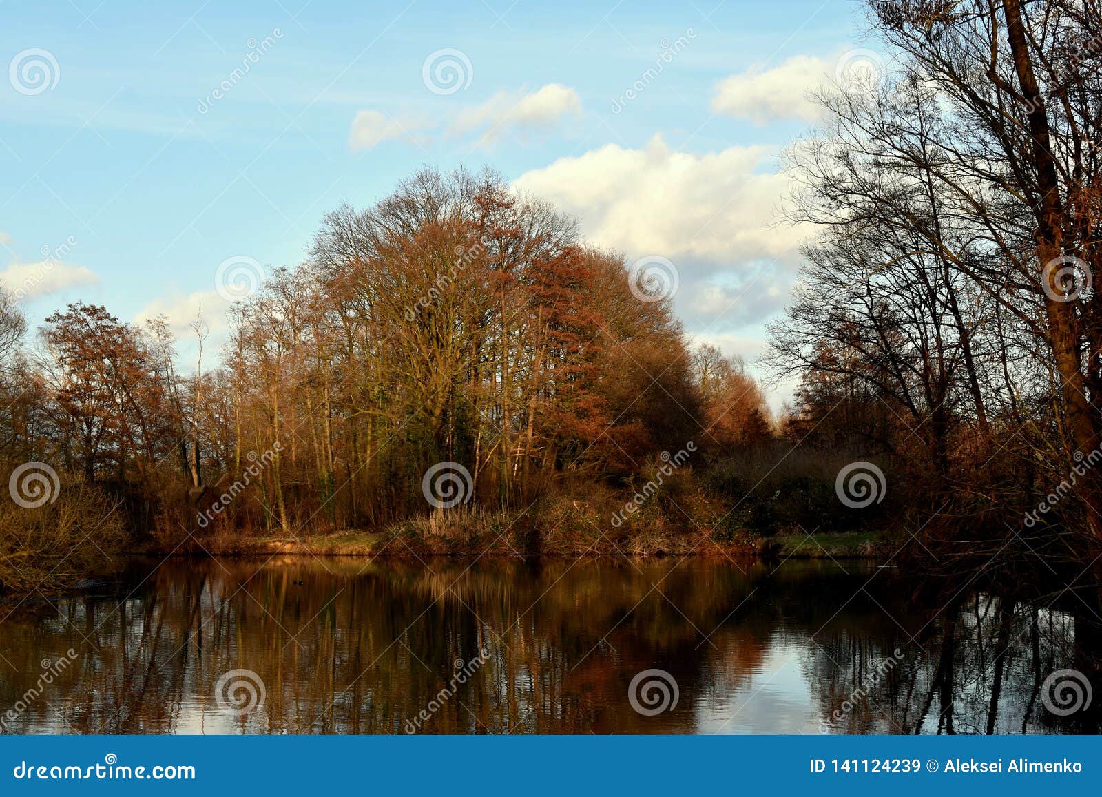 Evening, Sunset, River, Reflection of Clouds in the Water, the Rays of ...