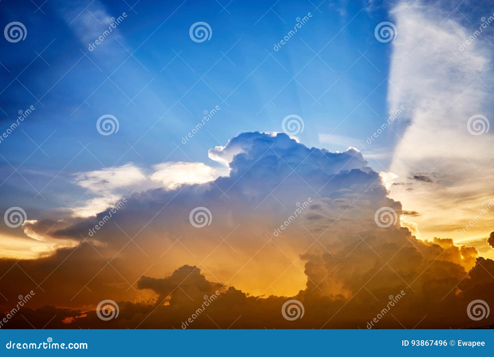 Evening Sunset Sky with Light Rays Stock Photo - Image of atmosphere ...