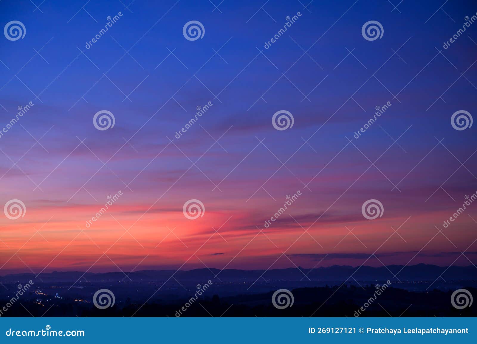 Evening Time of Panorama Mountain Under Dramatic Twilight Sky and Cloud ...