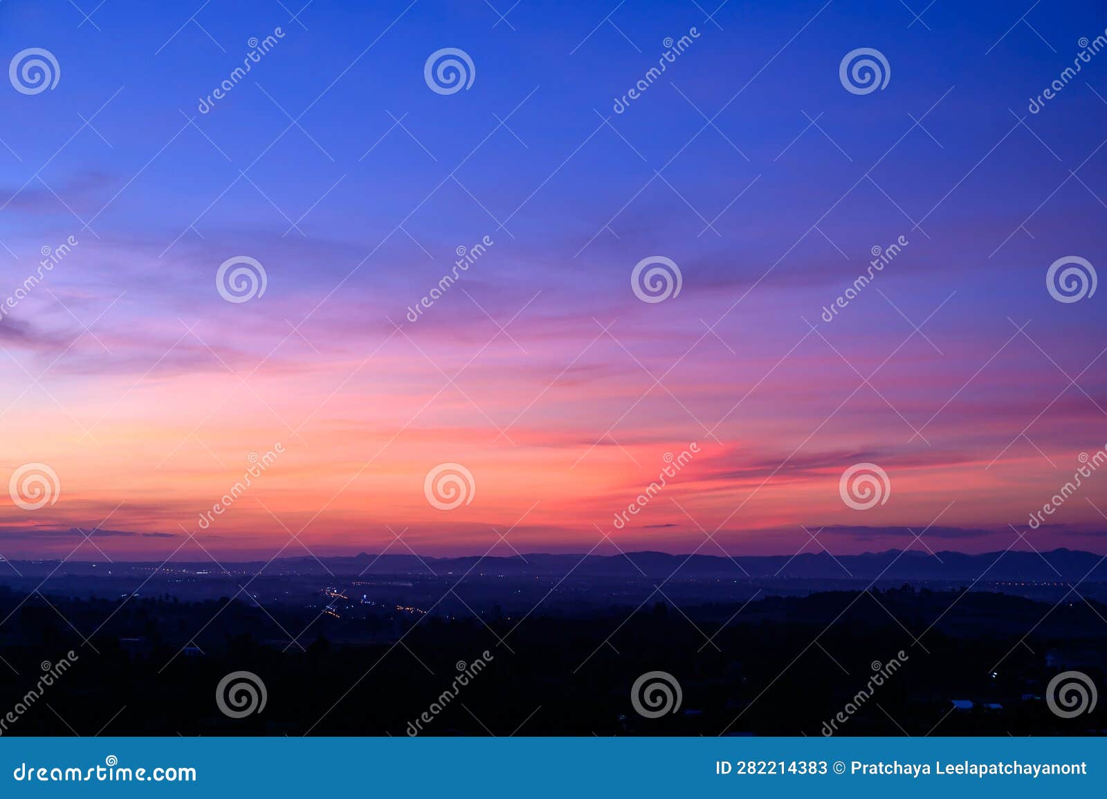 Evening Time of Panorama Mountain Under Dramatic Twilight Sky and Cloud ...