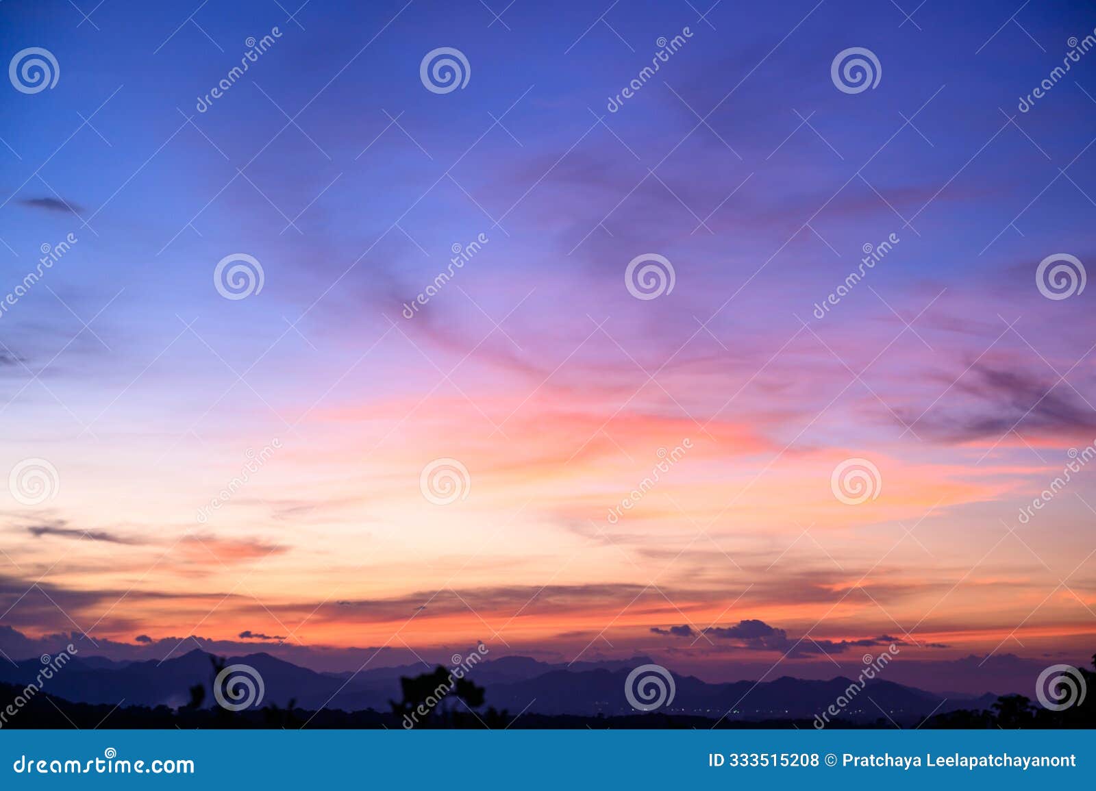 Evening Time of Panorama Mountain Under Dramatic Twilight Sky and Cloud ...