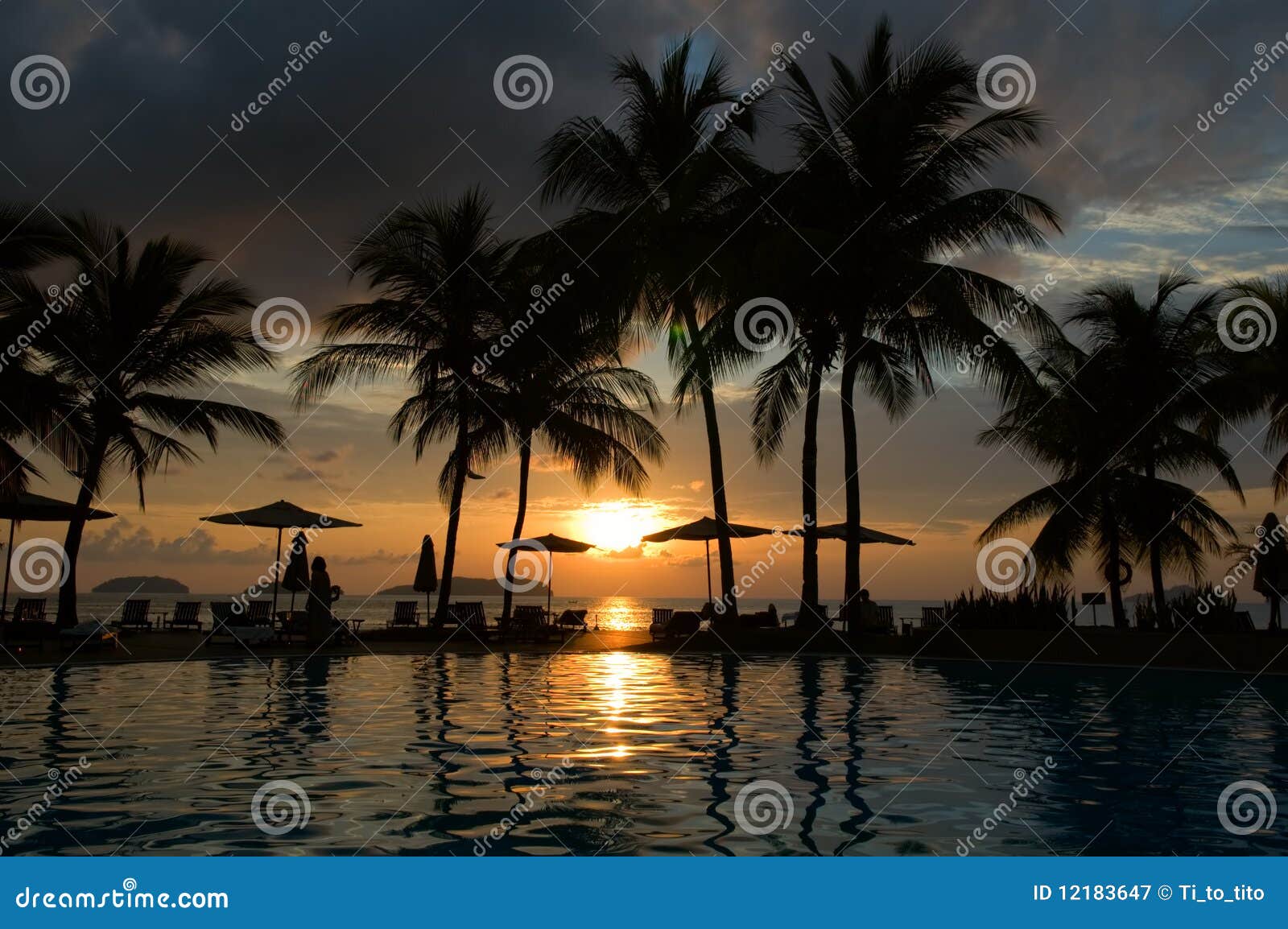 Evening in tropical hotel stock image. Image of luxury - 12183647