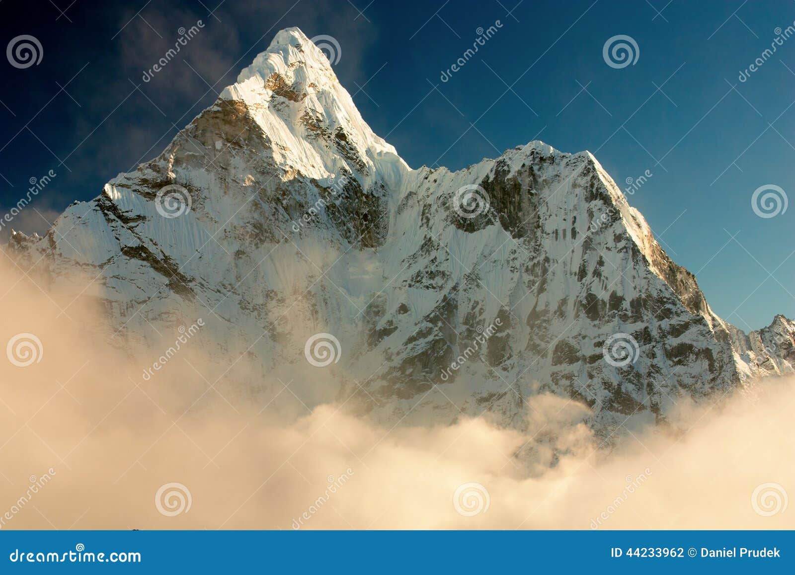 Evening view of Ama Dablam stock photo. Image of cliff - 44233962