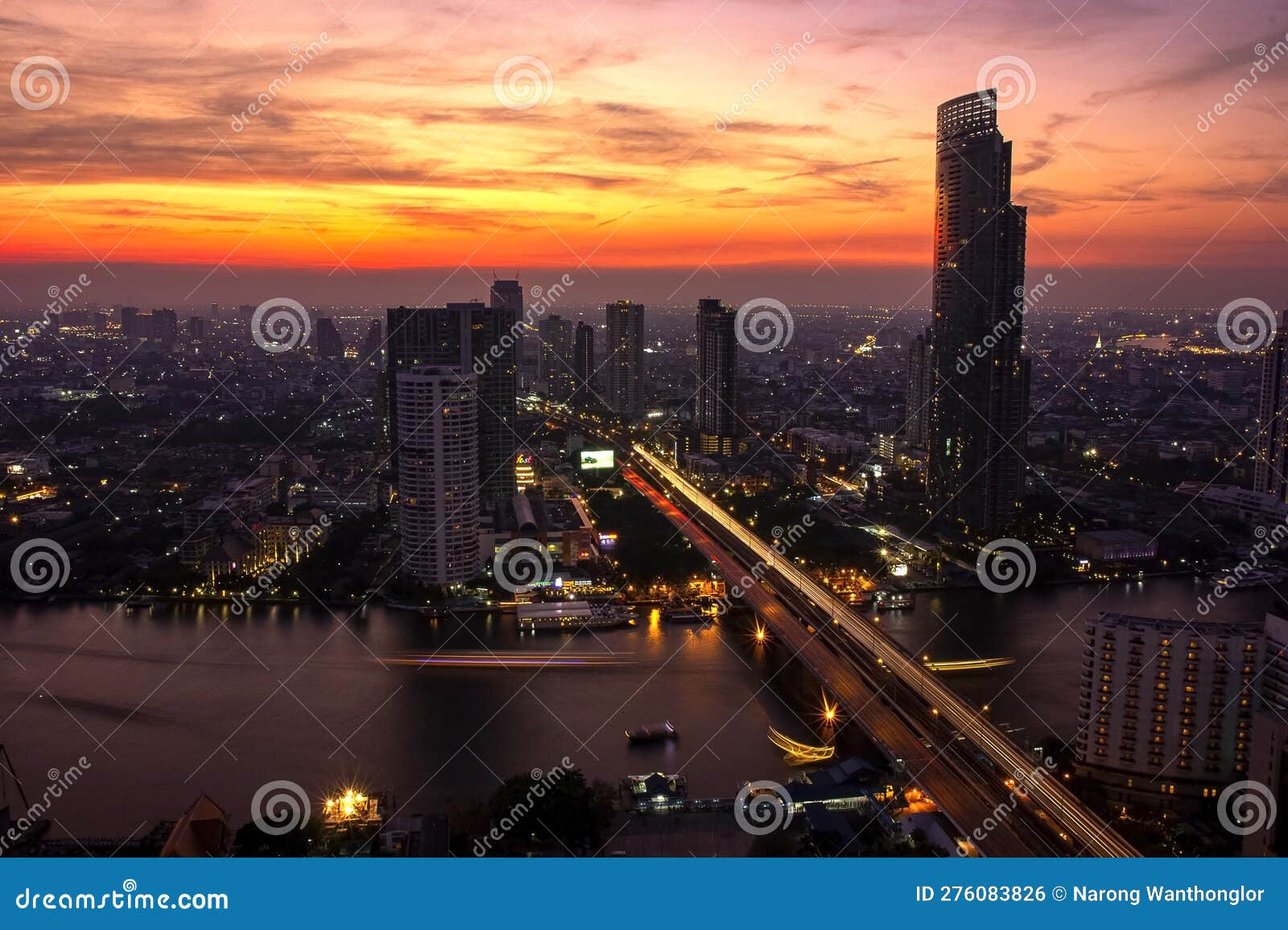 Evening view of bangkok stock photo. Image of skyline - 276083826