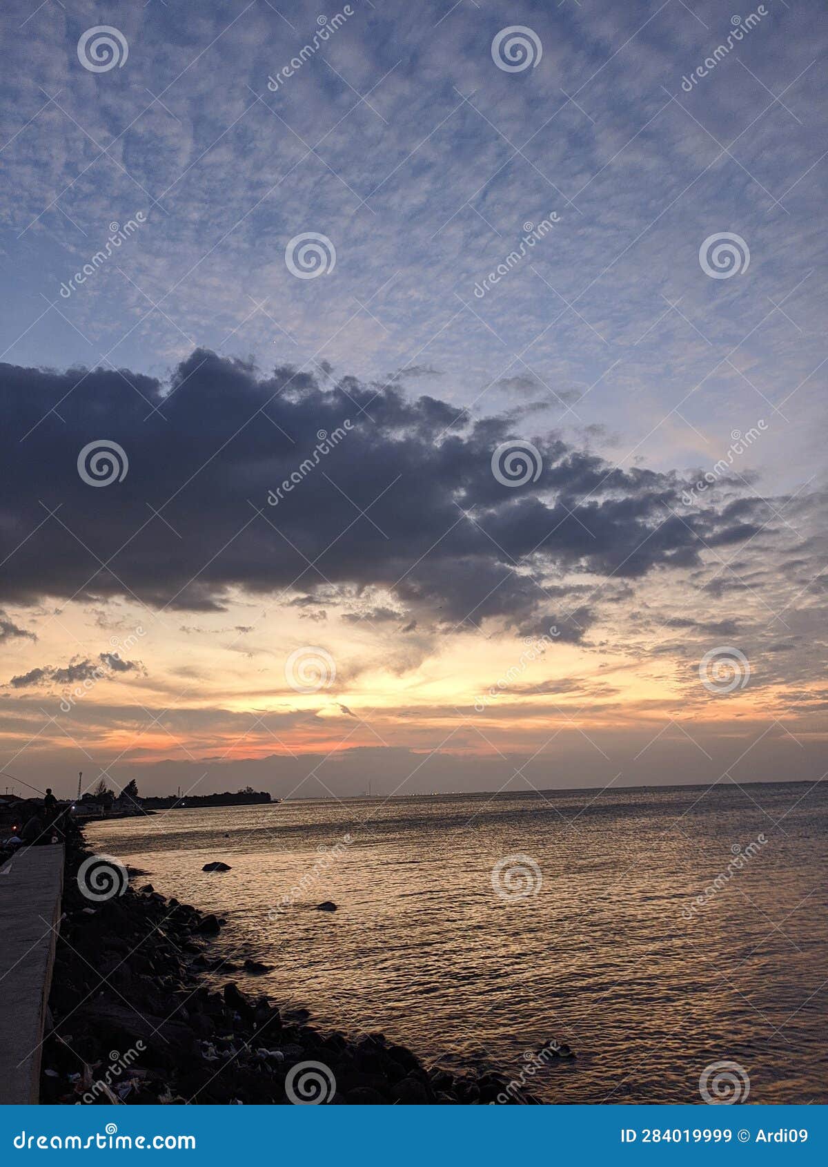 Evening View on the Beach is Very Nice Stock Image - Image of sunset ...