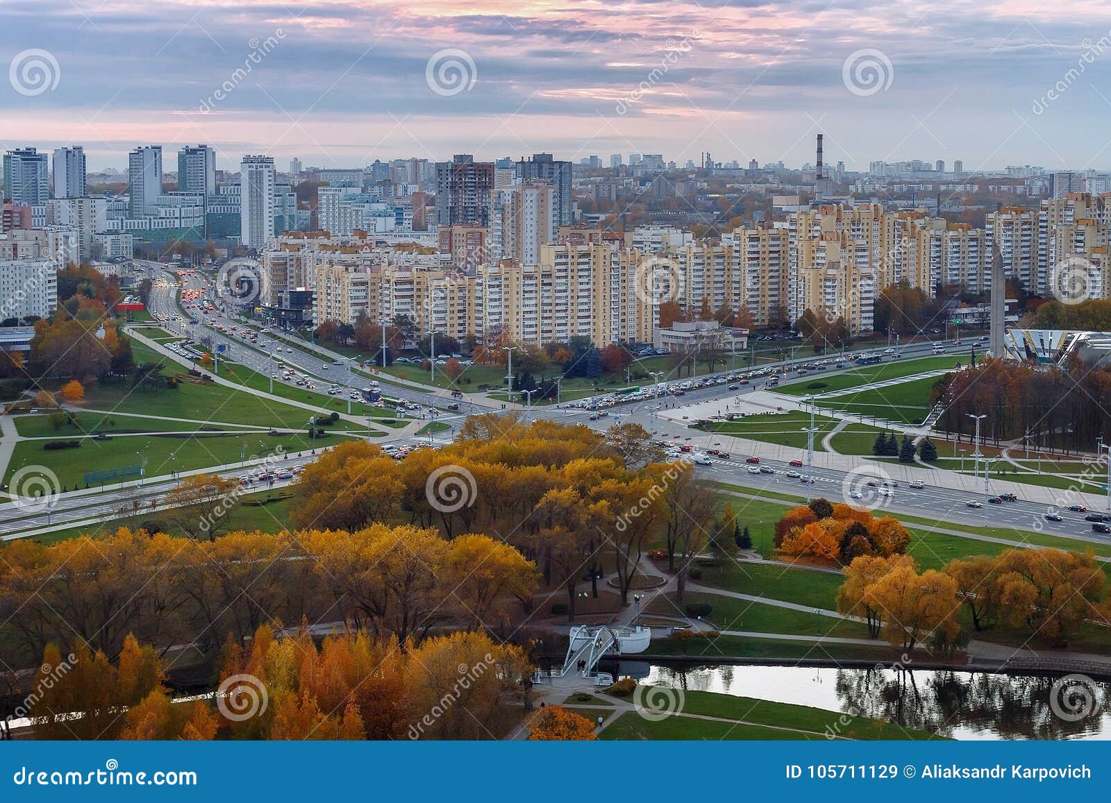 Evening View of the City of Minsk. Panorama at Sunset Stock Image ...