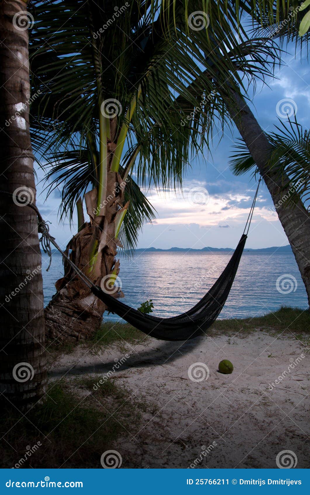 Evening View of Hammock Tropical Island Stock Image - Image of dusk ...