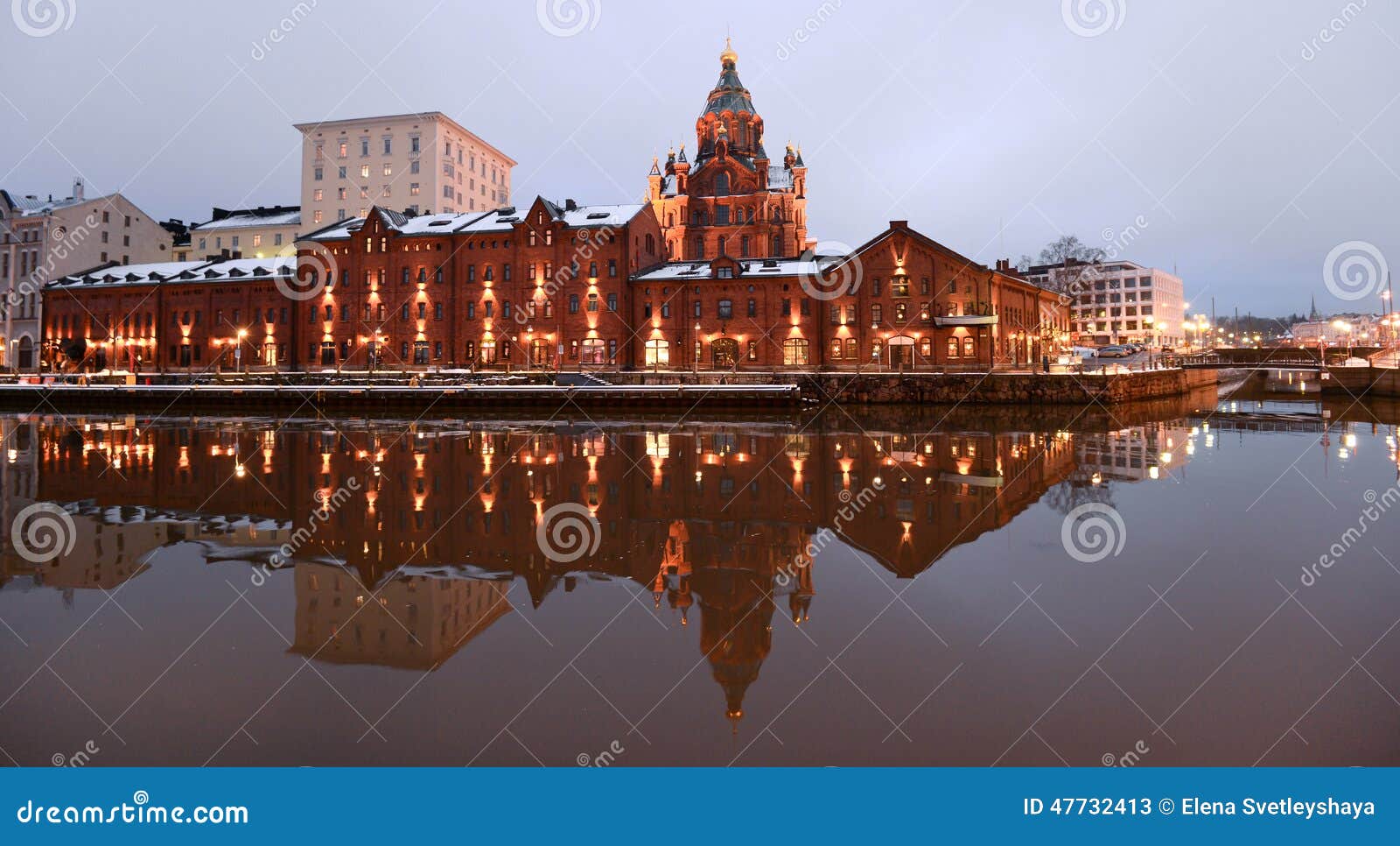 Evening View of Helsinki and River Stock Image - Image of pier, mirror ...