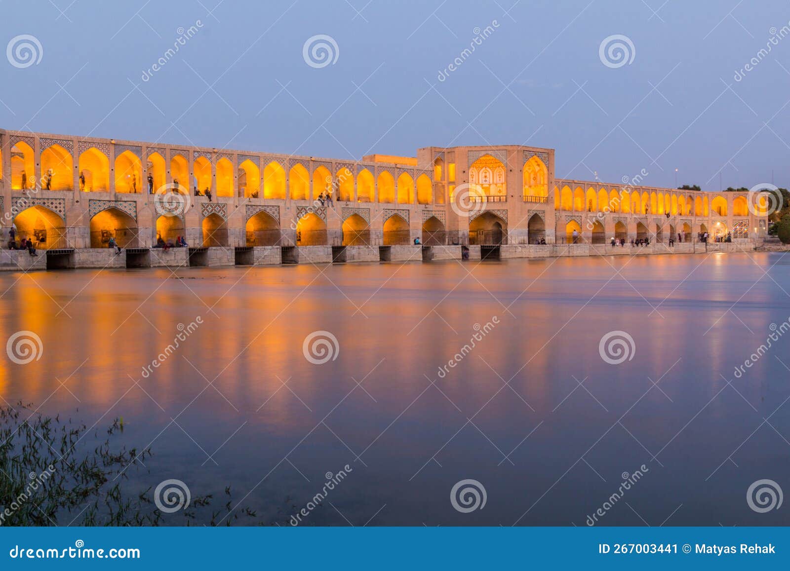 Evening View of Khaju Bridge in Isfahan, Ir Stock Image - Image of city ...
