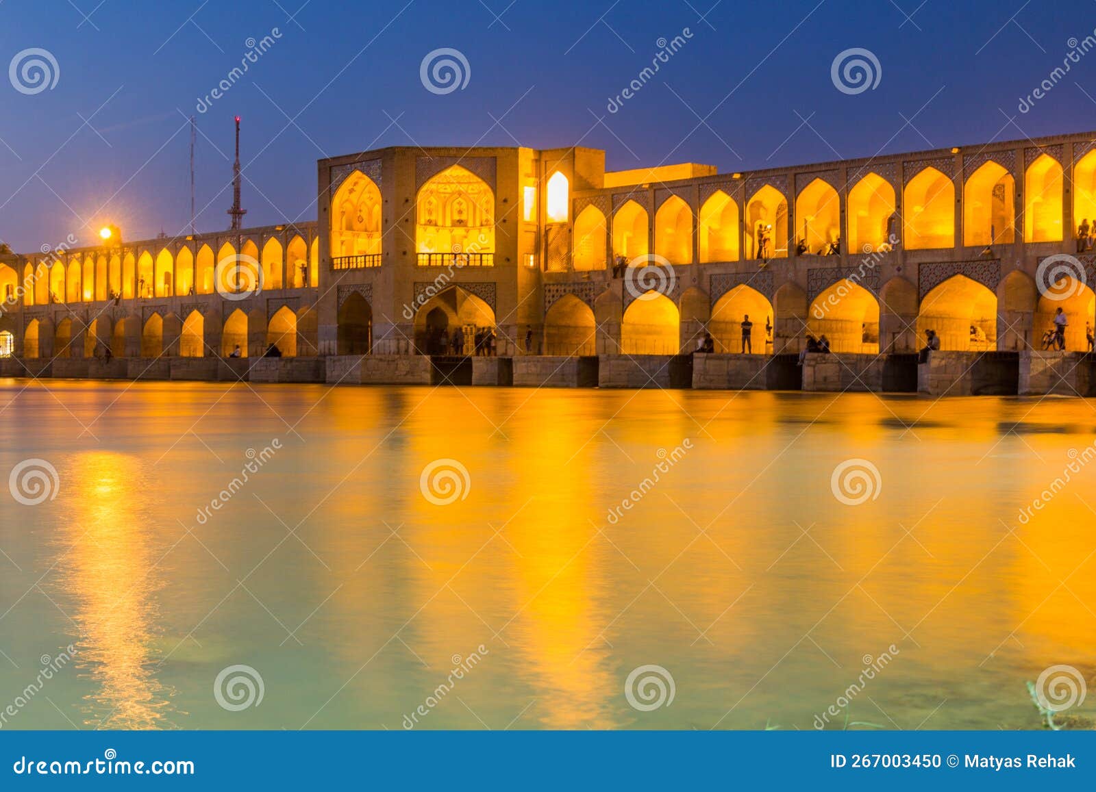 Evening View of Khaju Bridge in Isfahan, Ir Stock Photo - Image of ...