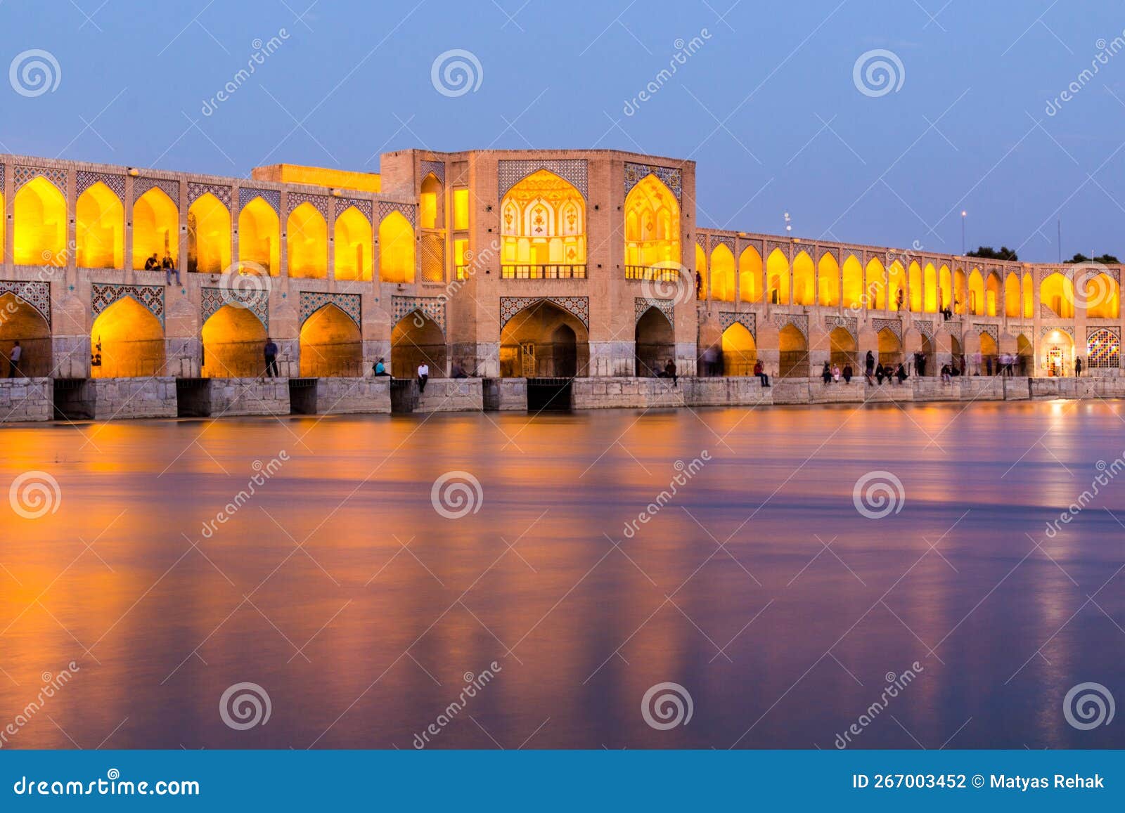 Evening View of Khaju Bridge in Isfahan, Ir Stock Photo - Image of ...