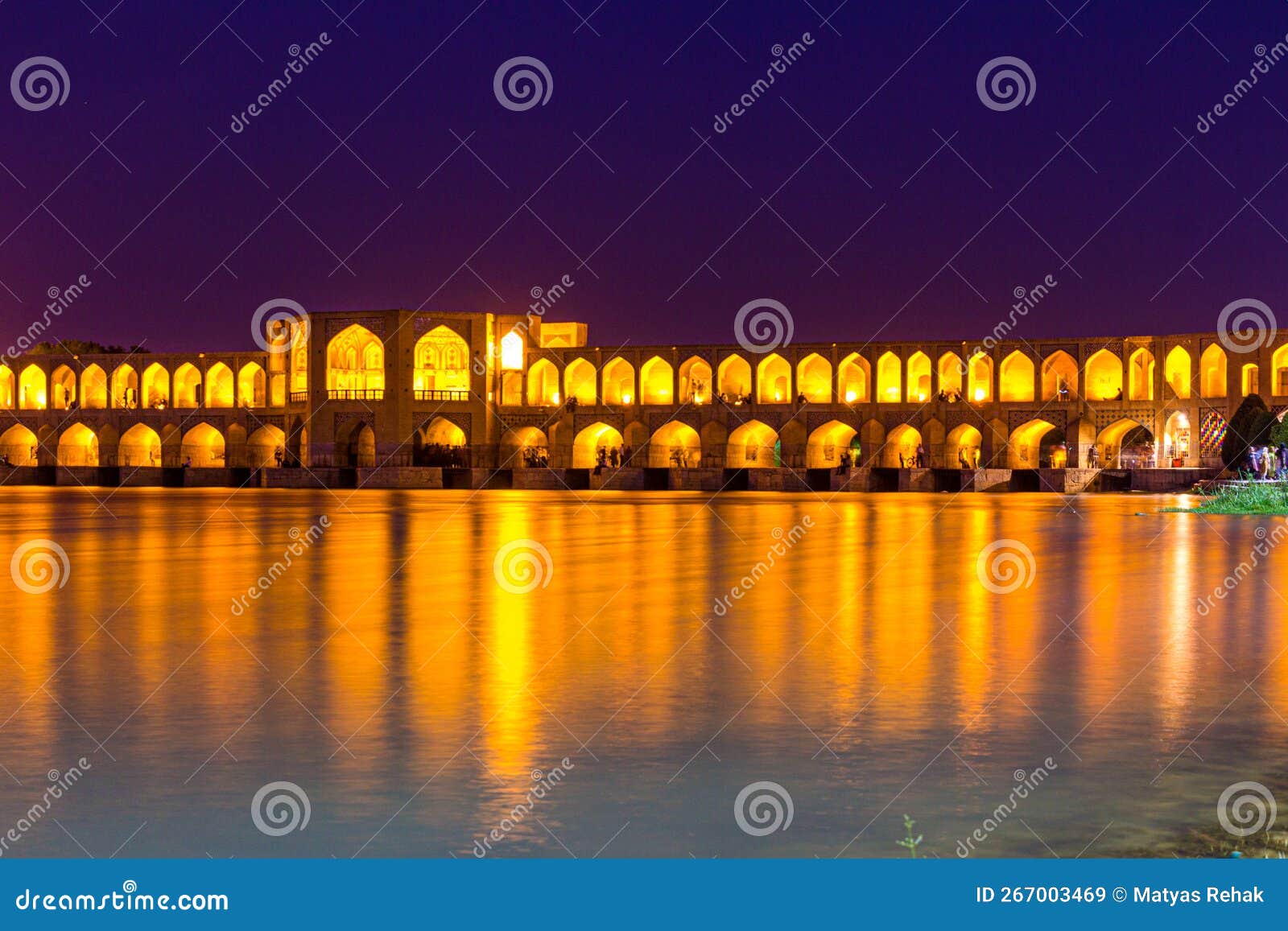 Evening View of Khaju Bridge in Isfahan, Ir Stock Image - Image of ...