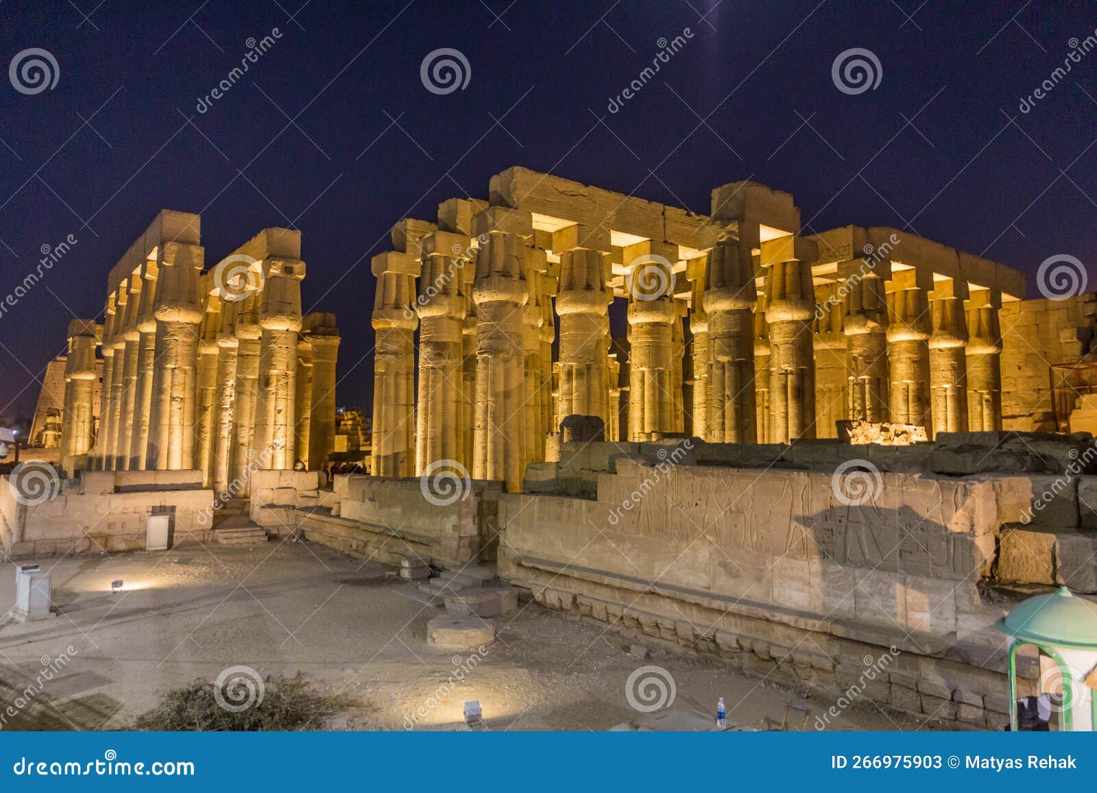 Evening View of Luxor Temple, Egy Stock Image - Image of archeology ...