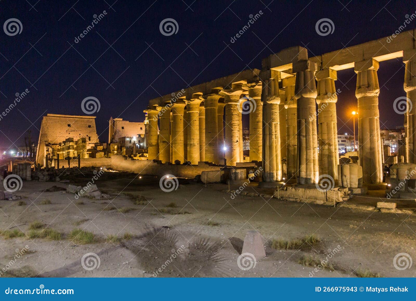 Evening View of Luxor Temple, Egy Stock Image - Image of landmark, ruin ...