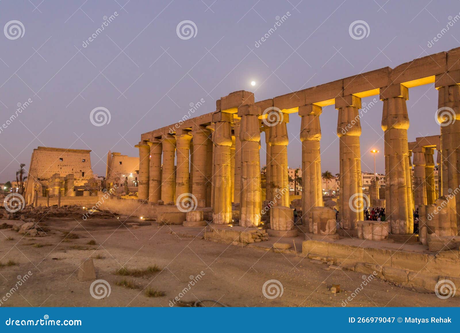 Evening View of Luxor Temple, Egy Stock Image - Image of landmark ...