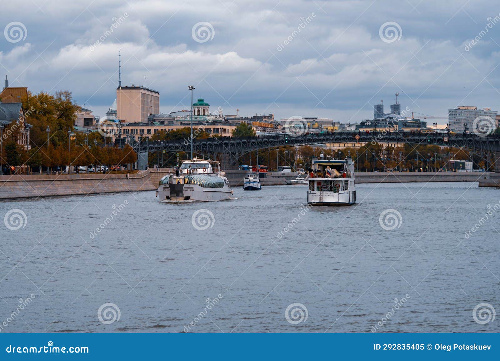 Evening View of Moscow with Embankment and River Stock Image - Image of ...