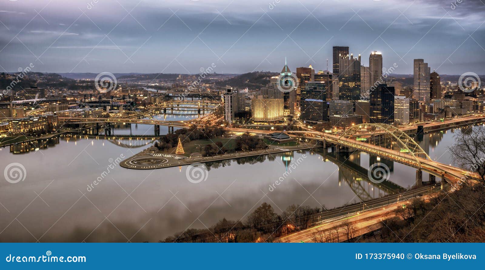 Evening View of Pittsburgh. Pennsylvania, USA Stock Photo - Image of ...