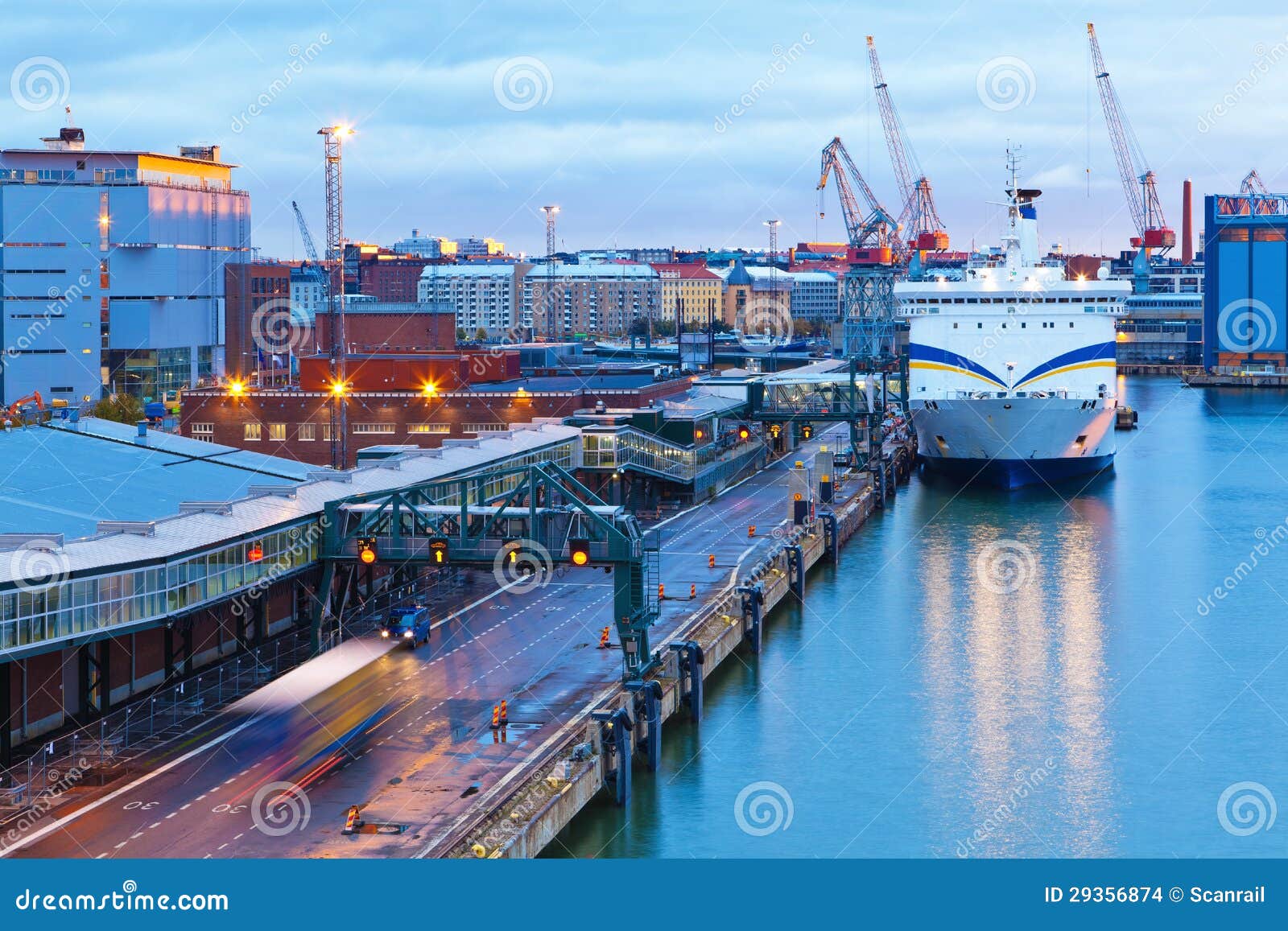 Evening View of the Port of Helsinki, Finland Stock Photo - Image of ...