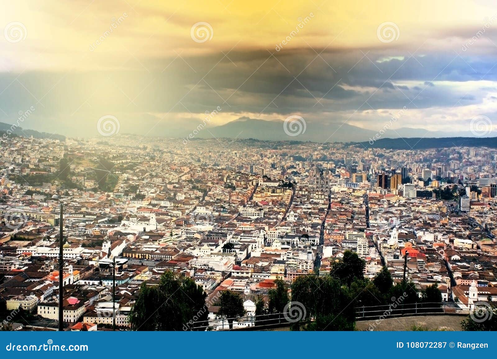 Evening View of Quito, Ecuador Stock Image - Image of light, building ...