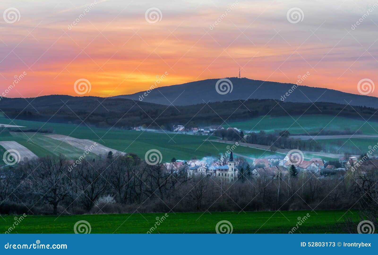 Evening View of the Small Town Stock Image - Image of cityscape ...