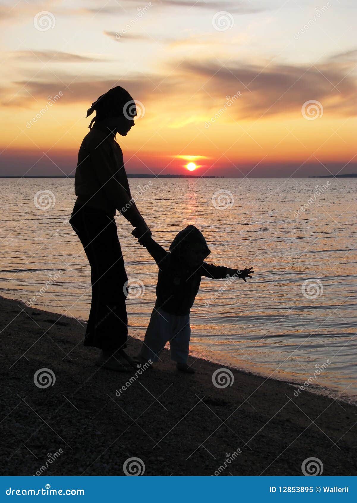 Evening walk. stock image. Image of children, brother - 12853895