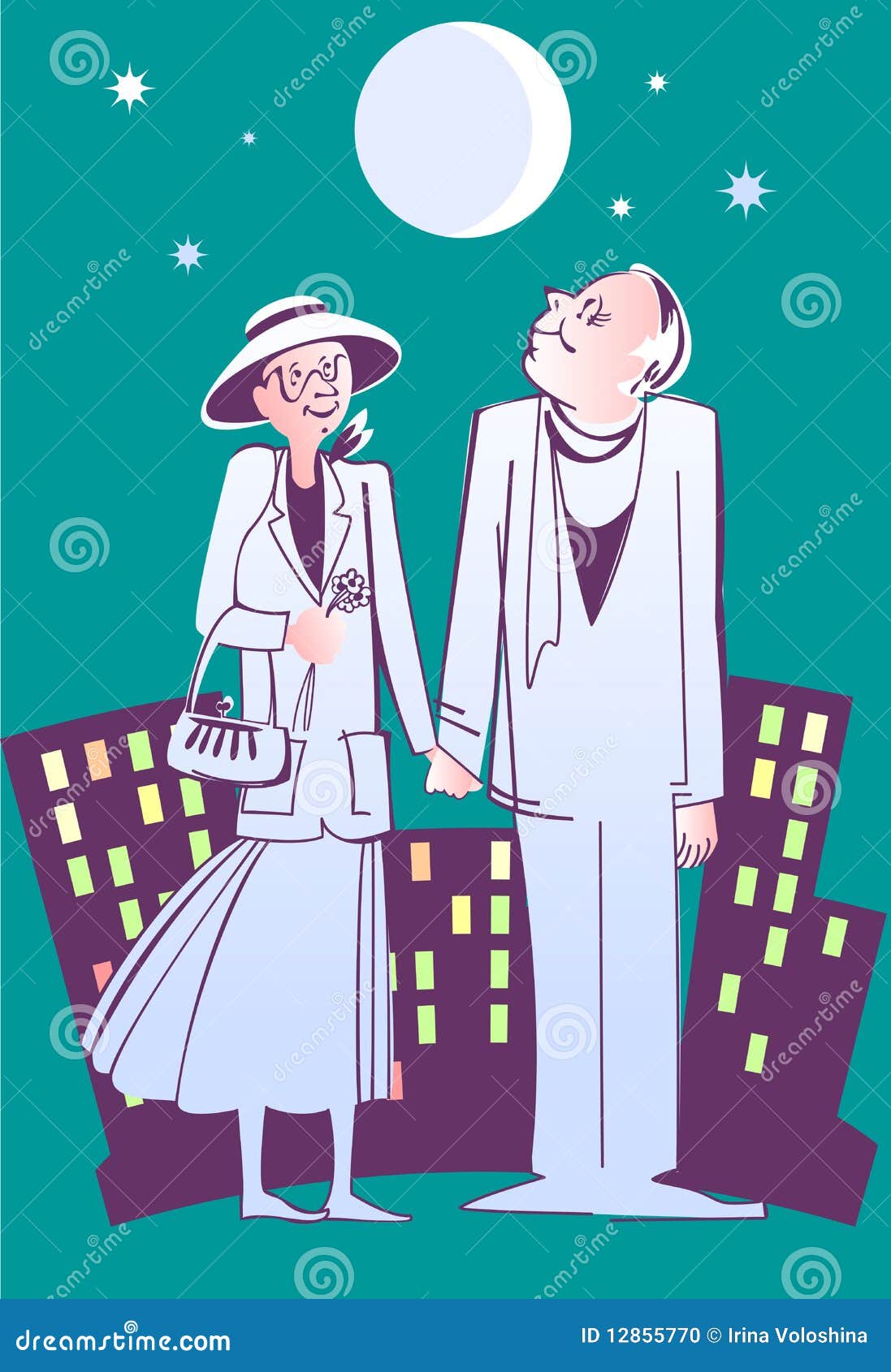 Evening Walk stock vector. Illustration of couple, husband - 12855770